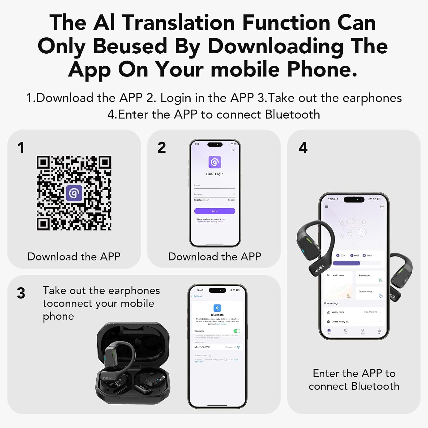 MINISO M98 Open Ear Translation Earbuds User Manual