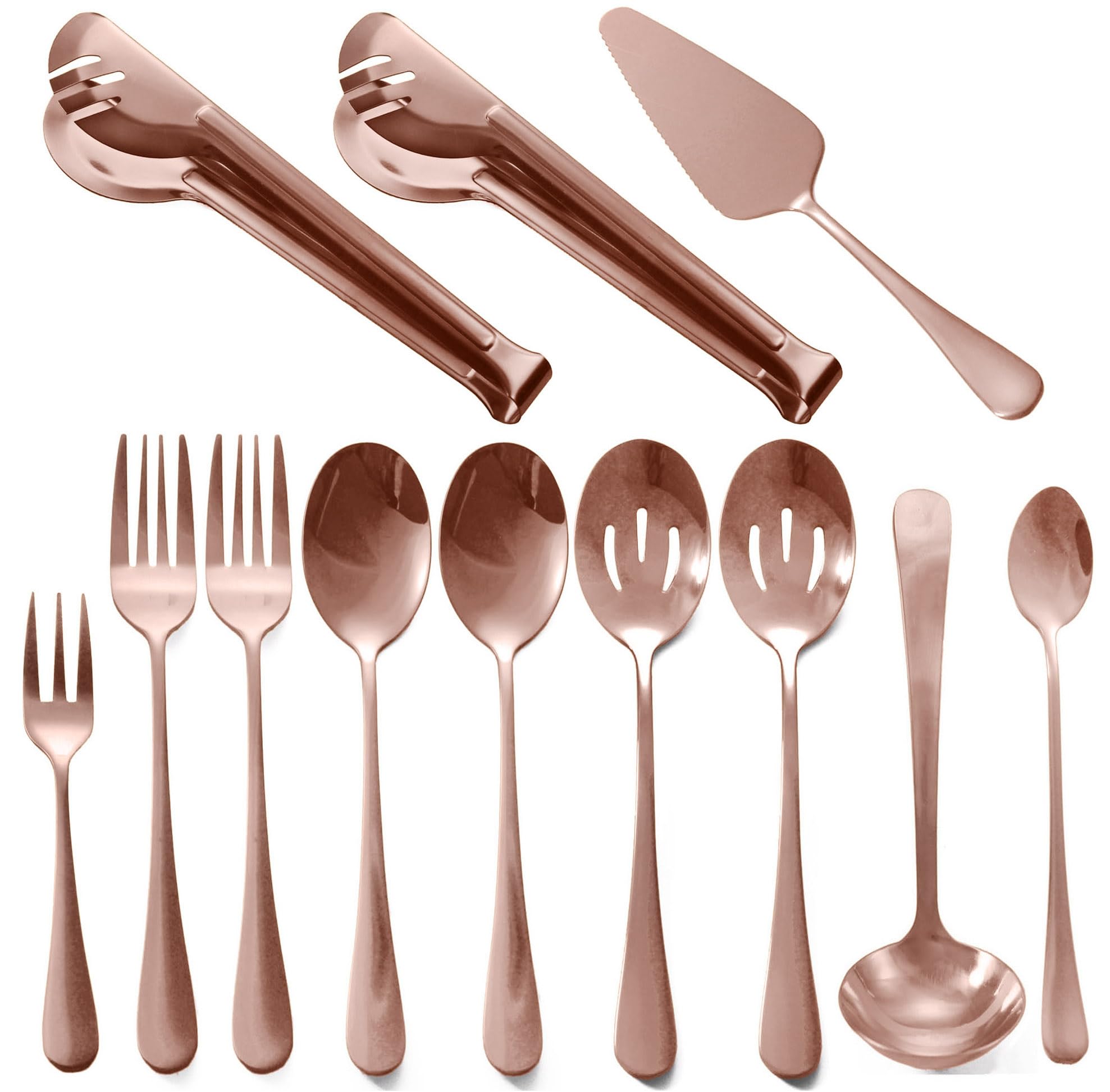 Amazon.com | Rose Gold Serving Utensils, 12 Pcs Stainless Steel Buffet ...