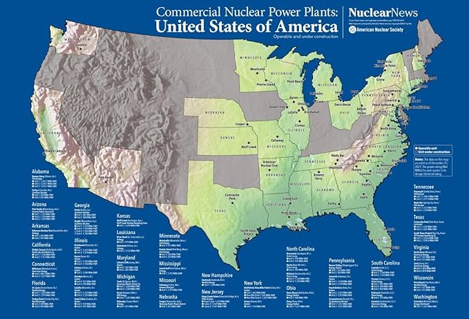 Amazon.com - Nuclear News Wall Map of United States Commercial Nuclear ...