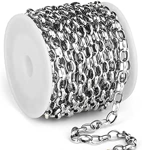 Amazon.com: 16.5FT Stainless Steel Oval Rolo Chains Roll, 5.5mm Width ...