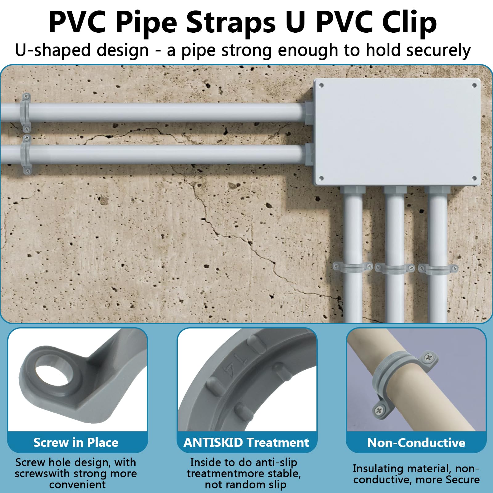 Snapklik.com : 3/4 Inch PVC Pipe Straps U PVC Clip, Snap Conduit Clamp ...