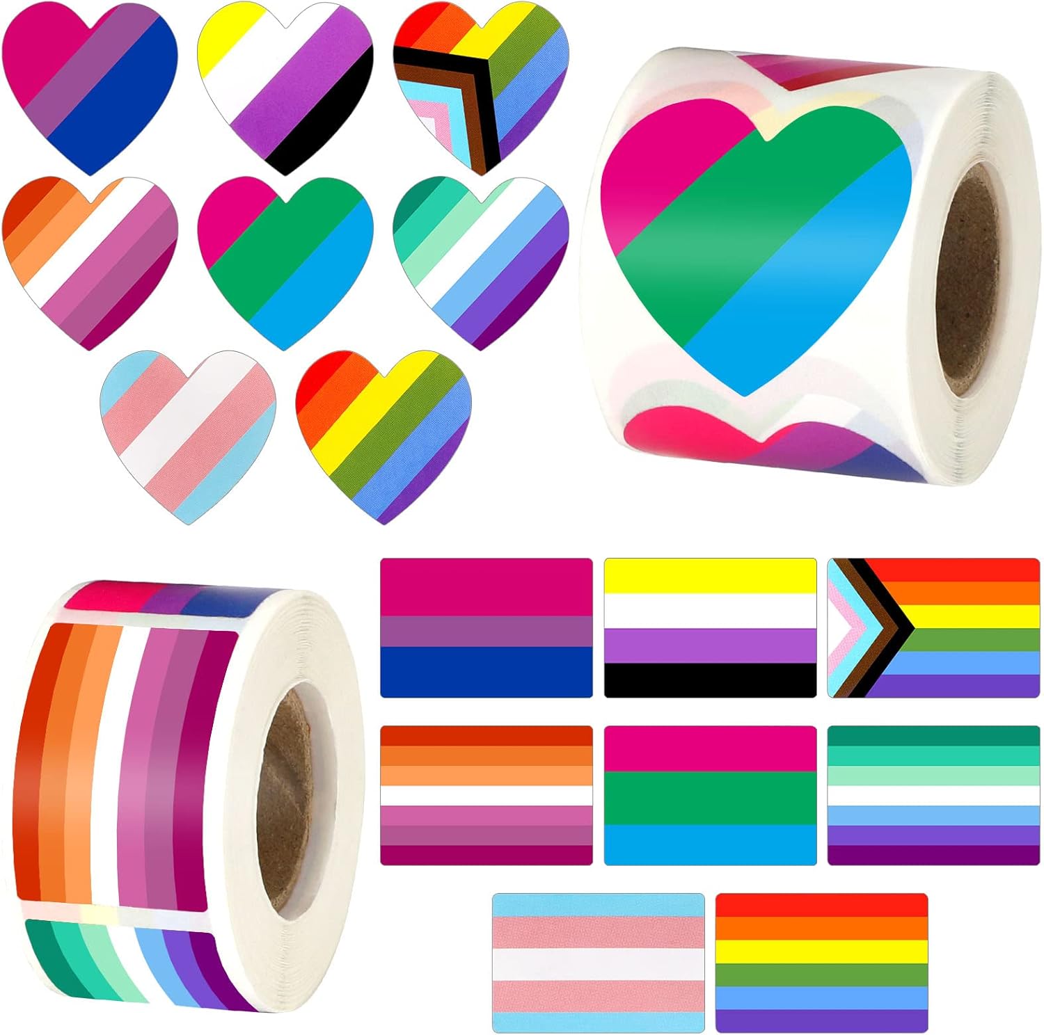 Amazon.com: LGBTQ Pride Sticker, FEBSNOW 600Pcs 2 Roll Lesbian Gay ...