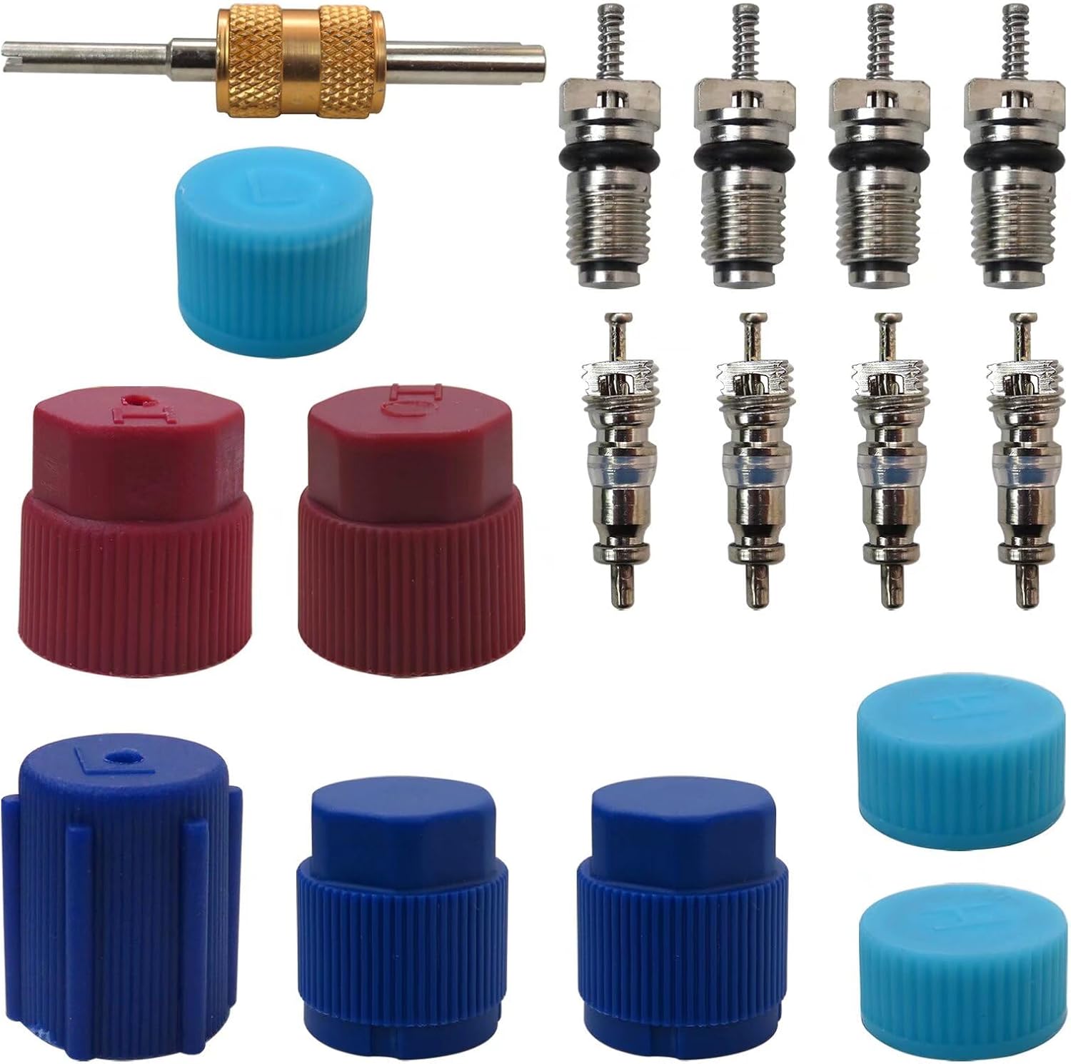 Amazon.com: GruDawu 17PCS Air Conditioning Valve Core Kit - Schrader ...