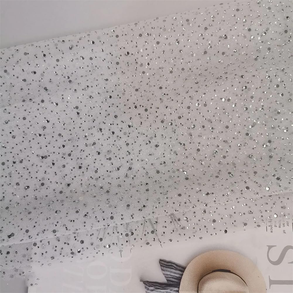 Amazon.com: Tela de malla de diamantes de imitación brillante con ...