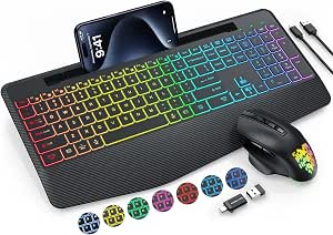 Trueque Wireless Keyboard and Mouse Backlit - 9 Effects, Full Size ...