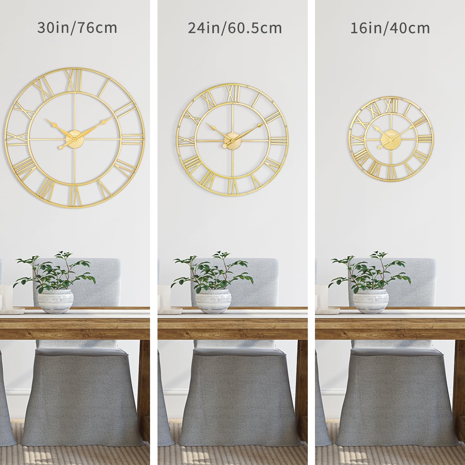 Tulivios Gold 24 inch Large Wall Clock, Wall Clocks Decorative Living ...