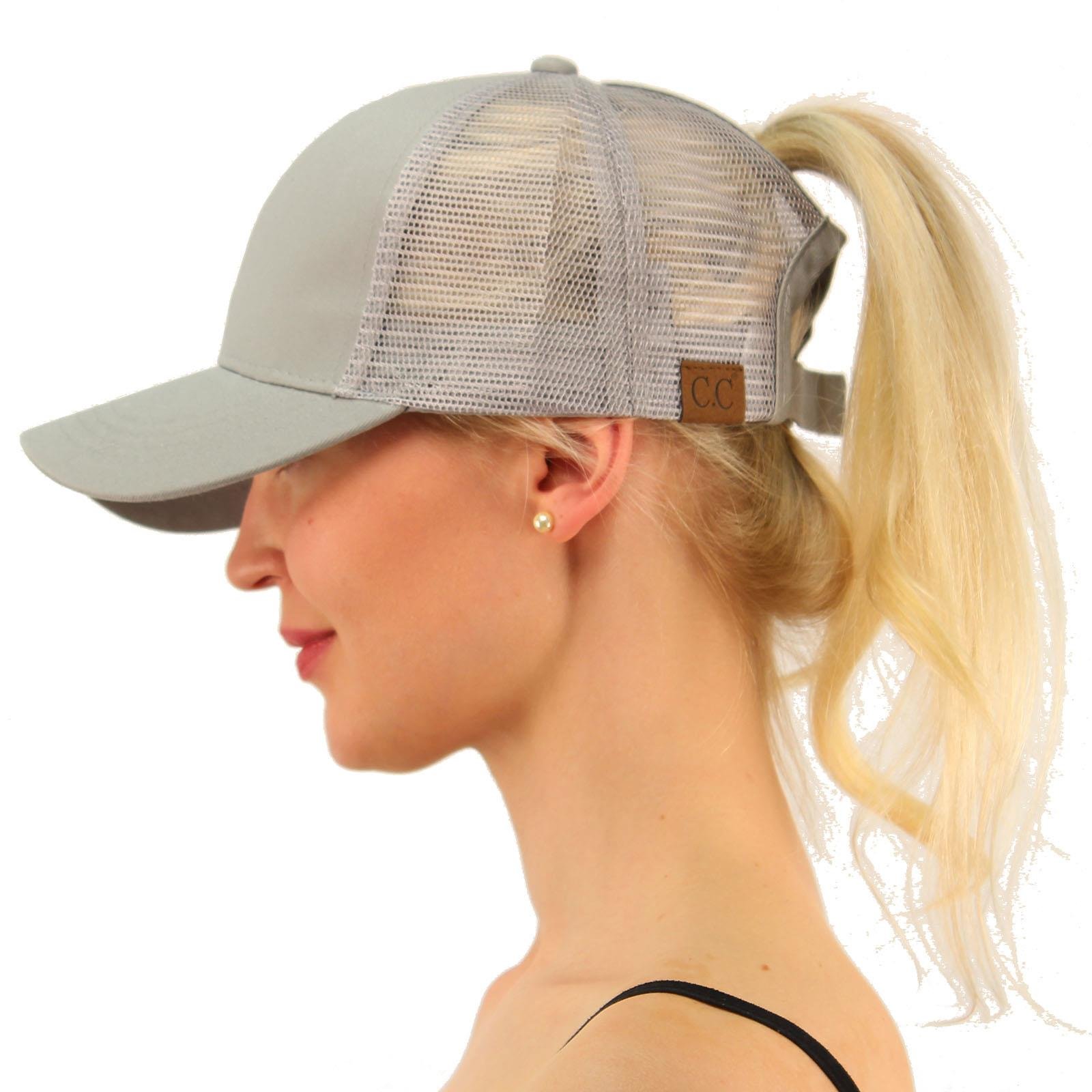 C.C Ponytail Messy Buns Trucker Ponycaps Plain Baseball Visor Cap Dad ...