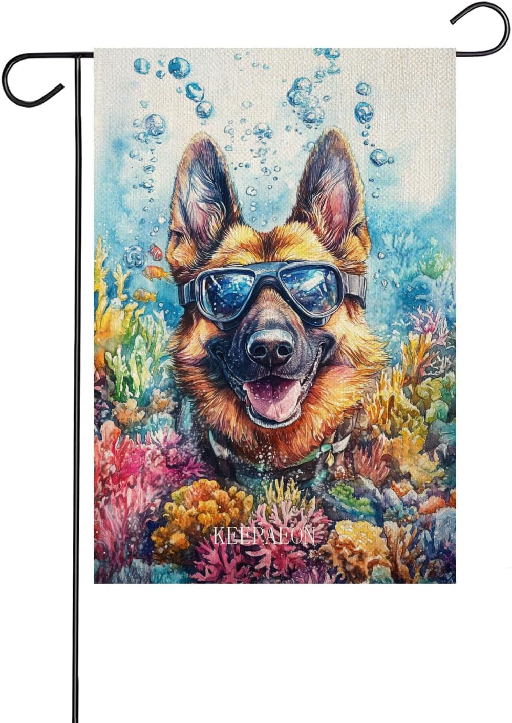 Amazon.com : KEEPAEON German Shepherd Garden Flag Double Sided Ocean ...