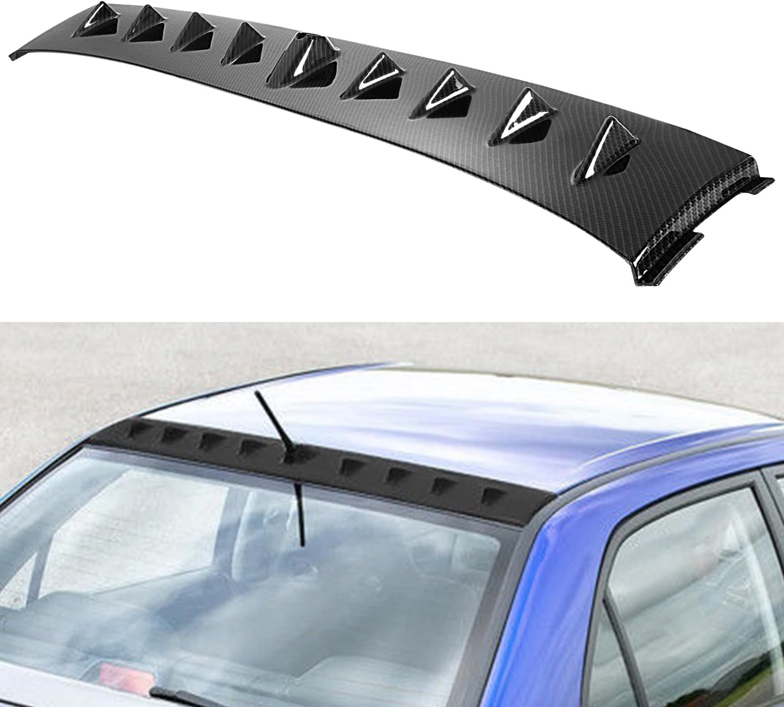 Amazon.com: EPARTS ABS Carbon Fiber Look Shark Fin Rear Roof Spoiler ...