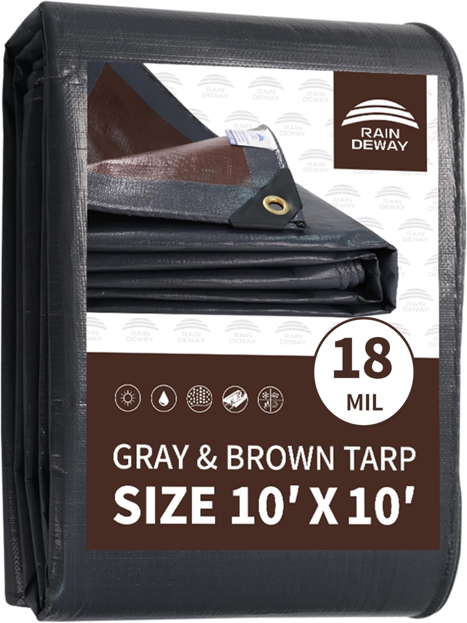 10 Ft. X 10 Ft. Super Heavy Duty 8 Oz. Brown Tarp - 16 Mil Thick ...
