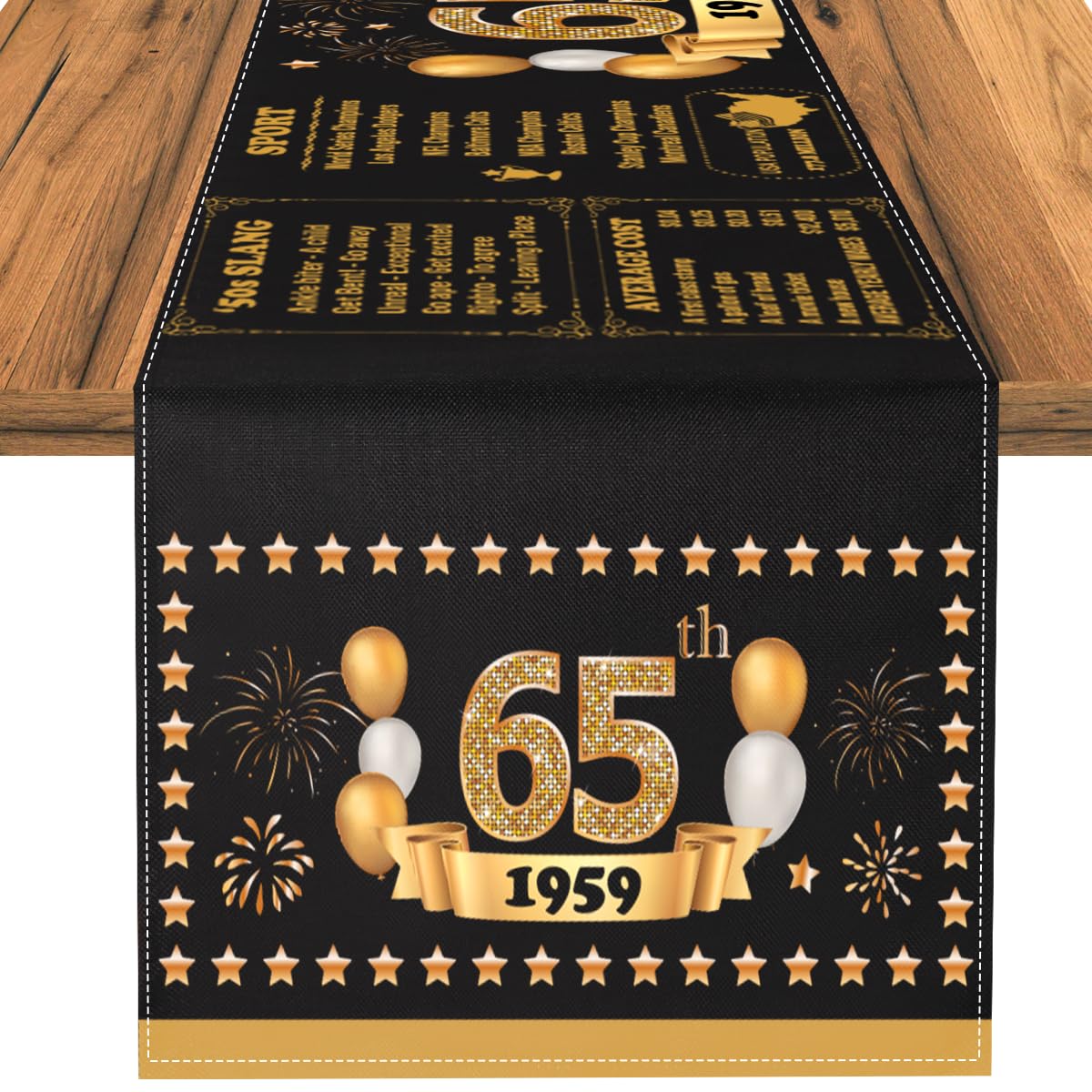 Snapklik.com : Happy 65th Birthday Decorations - Vintage 1959 Table Runner