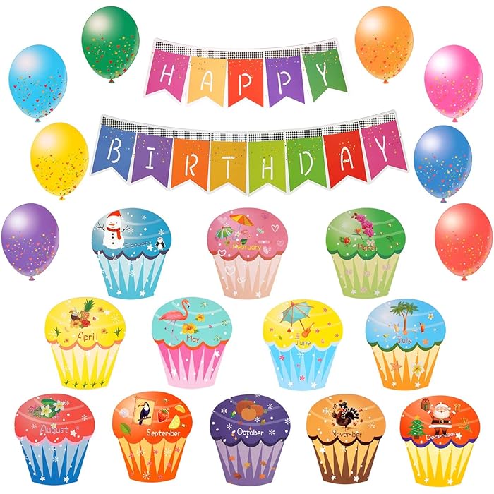 Buy 22 Pieces Happy Birthday Bulletin Board Set Classroom Birthday Wall ...