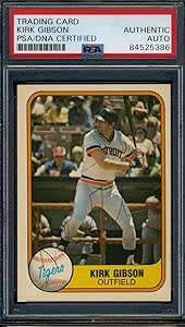 Kirk Gibson Rookie PSA DNA Vintage Signed 1981 Fleer Autograph ...