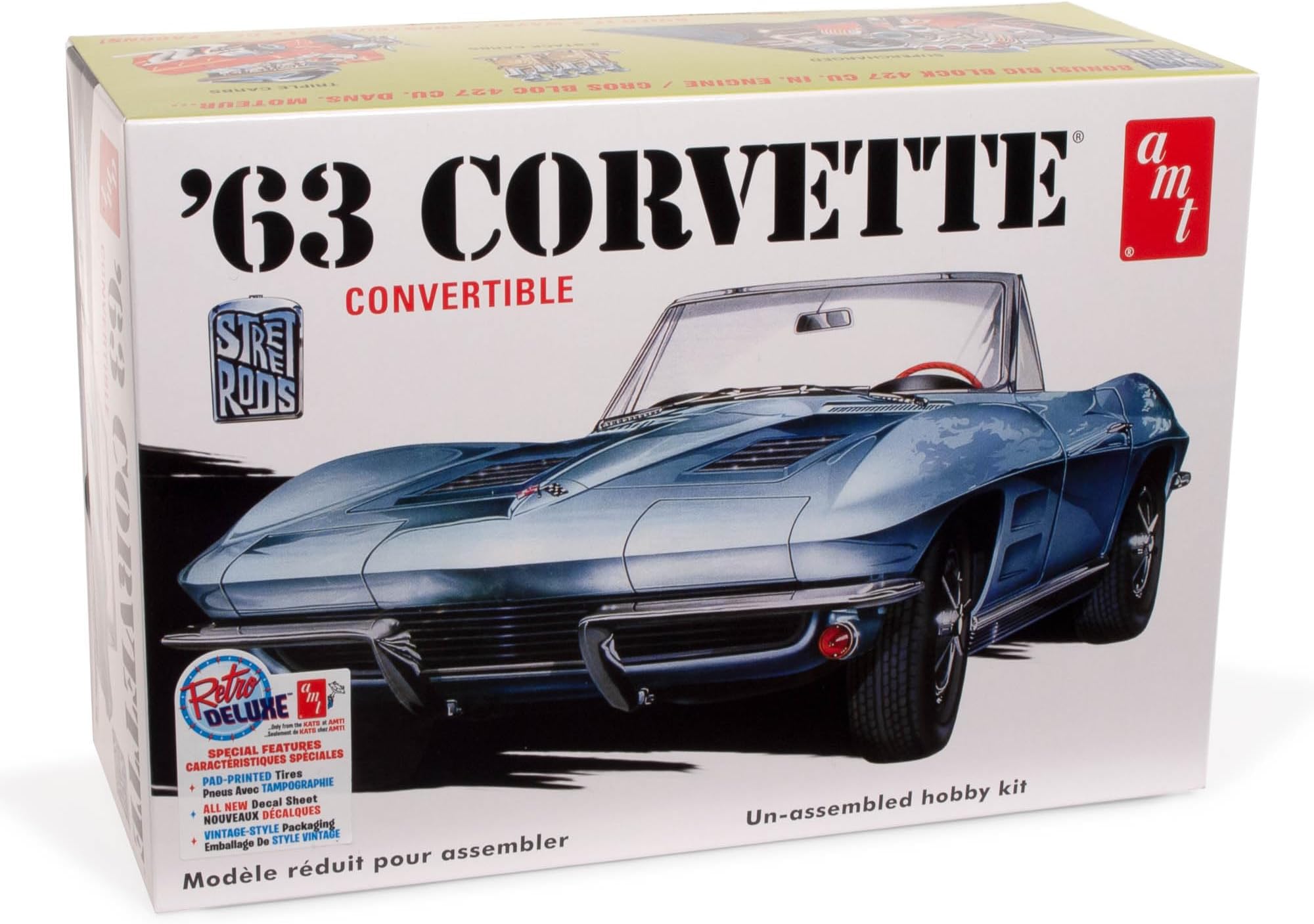Amazon.com: AMT 1963 Chevy Corvette Convertible 1:25 Scale Model Kit ...