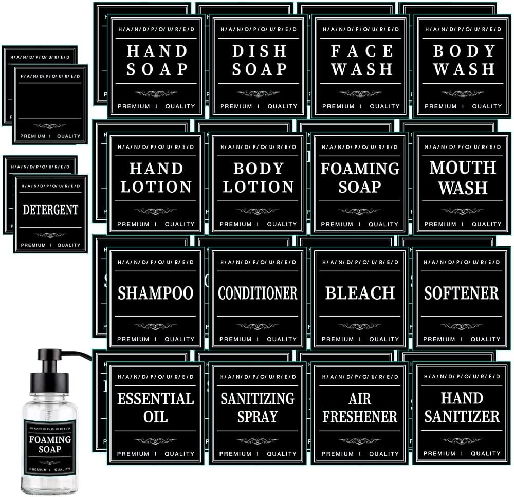 Amazon.com: 36 Pieces Bathroom Bottle Label Waterproof Bottle Stickers ...
