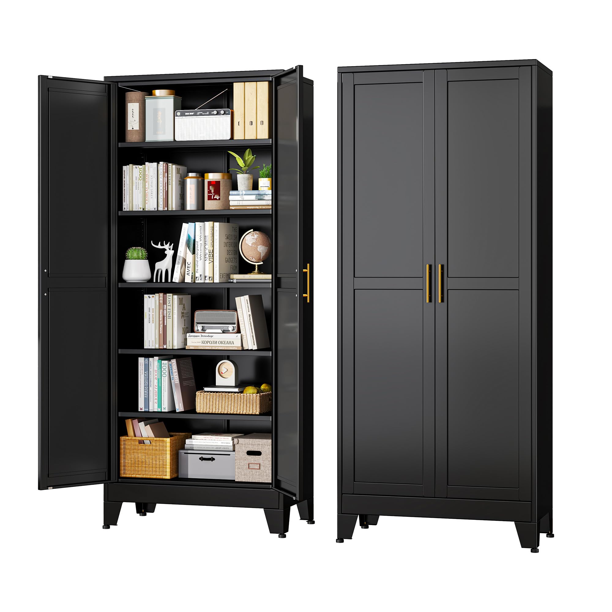 Amazon.com: RISTERN Black Metal Storage Cabinet,75" Steel File Cabinet ...