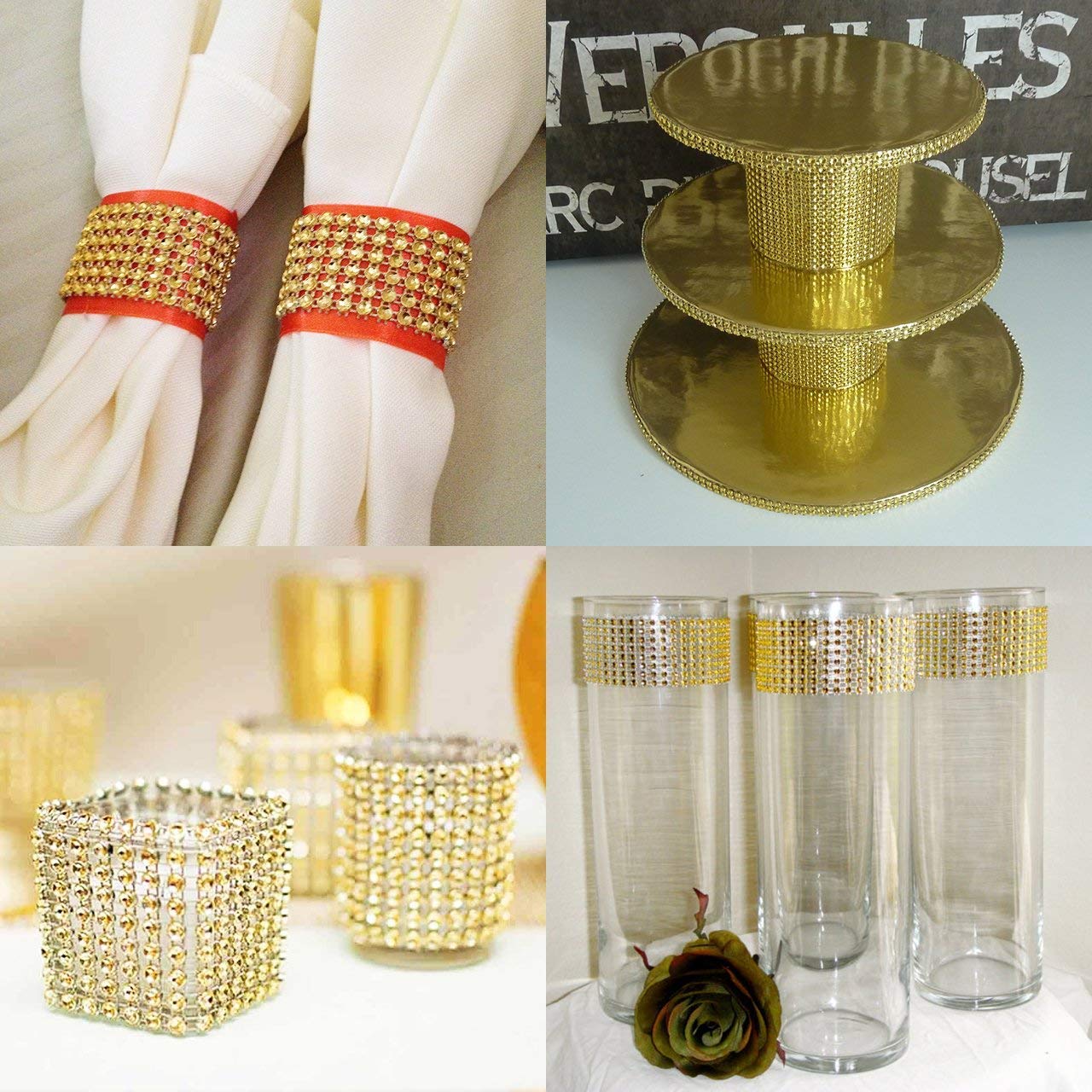 Snapklik.com : 4 Row & 8 Row 20 Yard Acrylic Rhinestone Dismond Ribbon ...