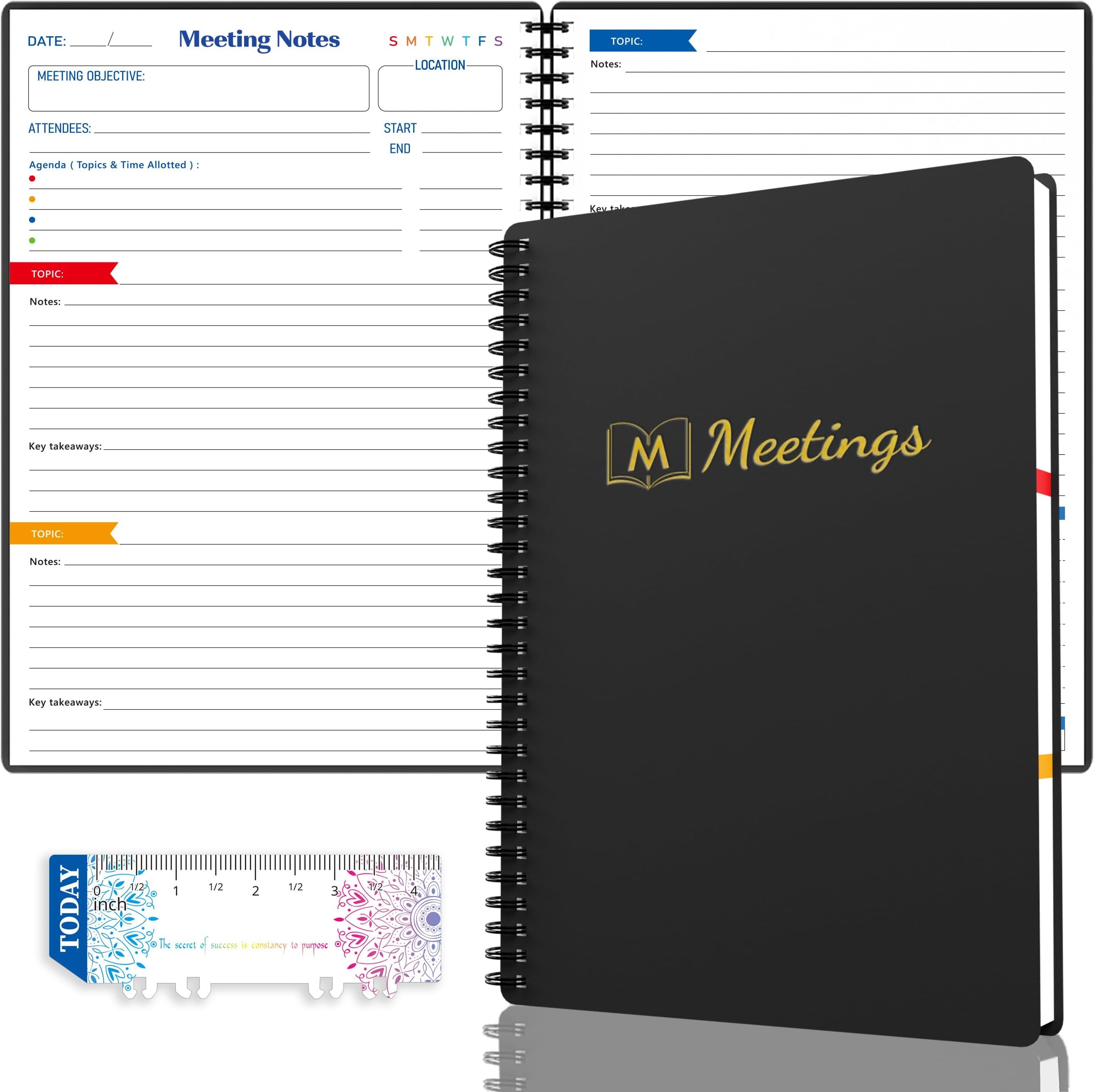 Amazon.com : Meeting Notebook for Work with Action Items - A4 Spiral ...