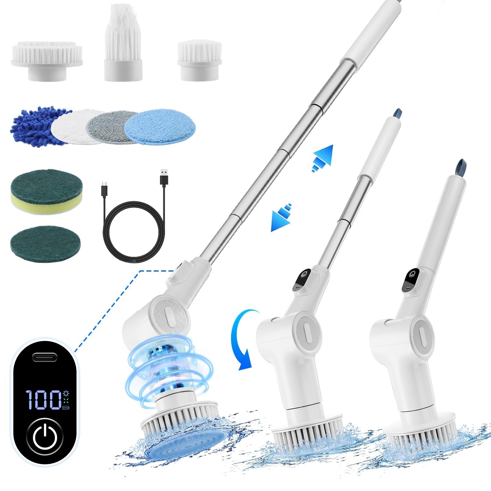 VpiuV Electric Cleaning Brush, Cordless Power Scrubber with 9 Brush ...