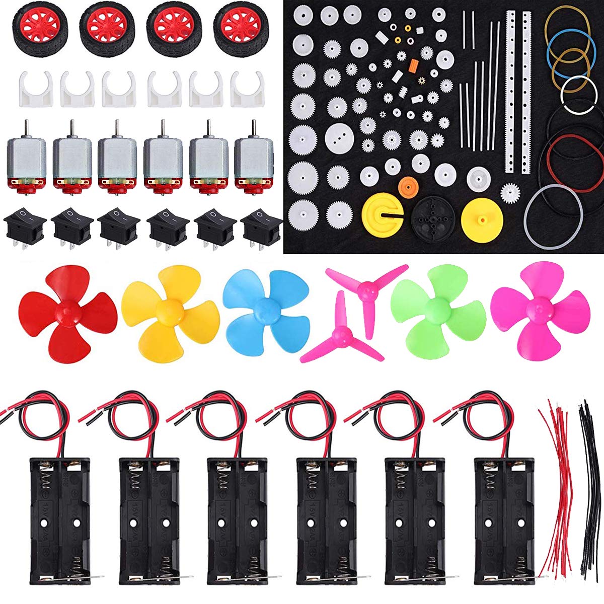 Buy Set of 6 DC Motor Kit,Rectangular Electric 1.5-3V 24000RPM Mini ...