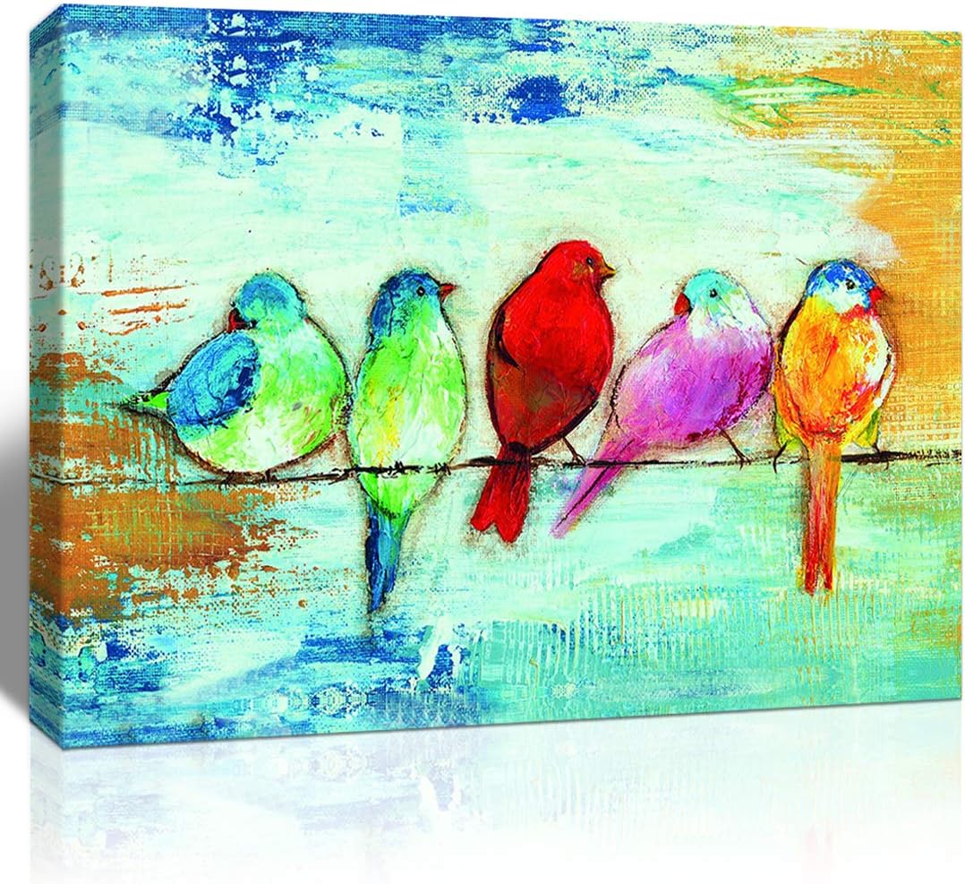 Amazon.com: Graman Vintage Tin Sign Watercolor Birds Wall Decor Nursery ...