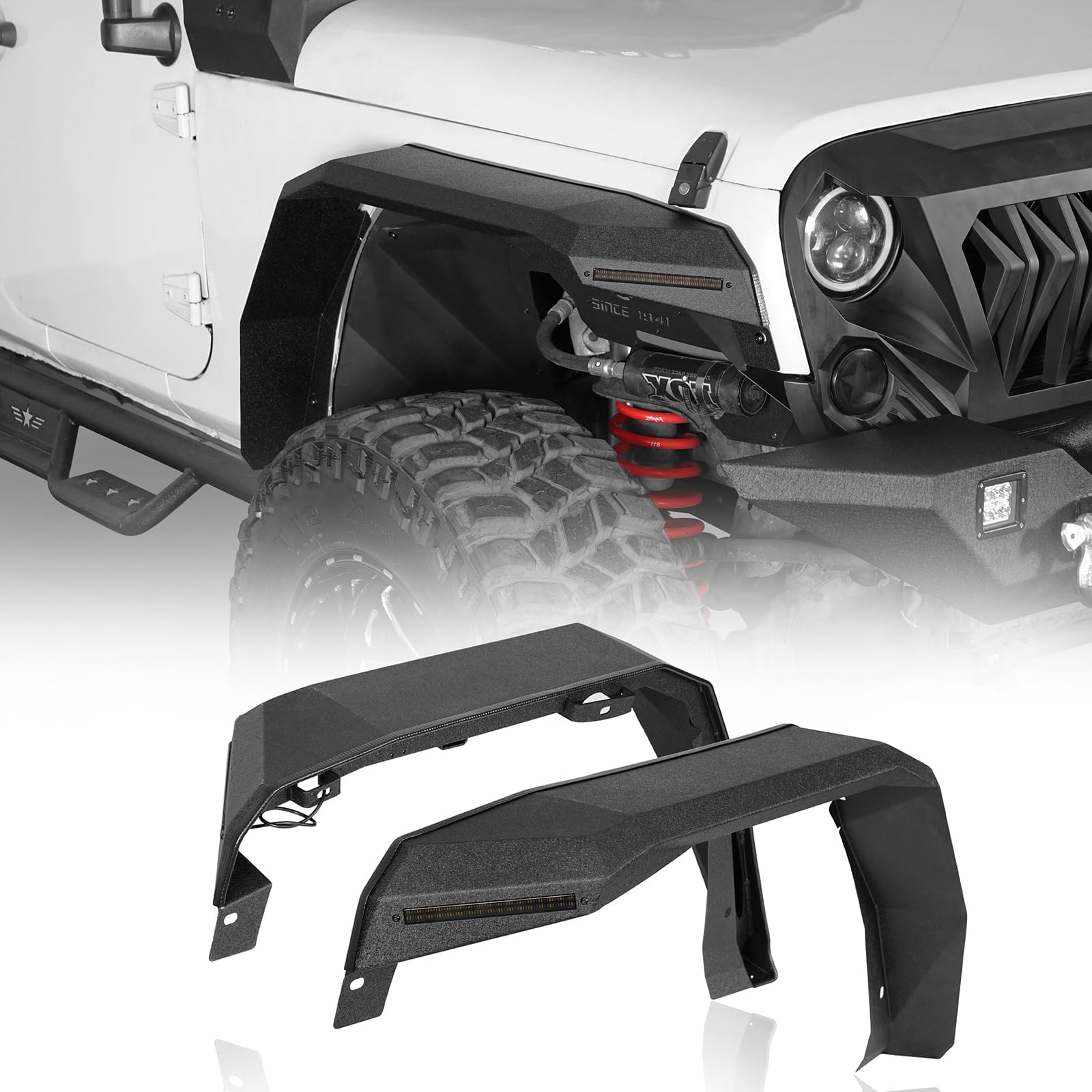 Amazon.com: u-Box Wrangler JK Front Fender Flares Steel Flat Wheel ...