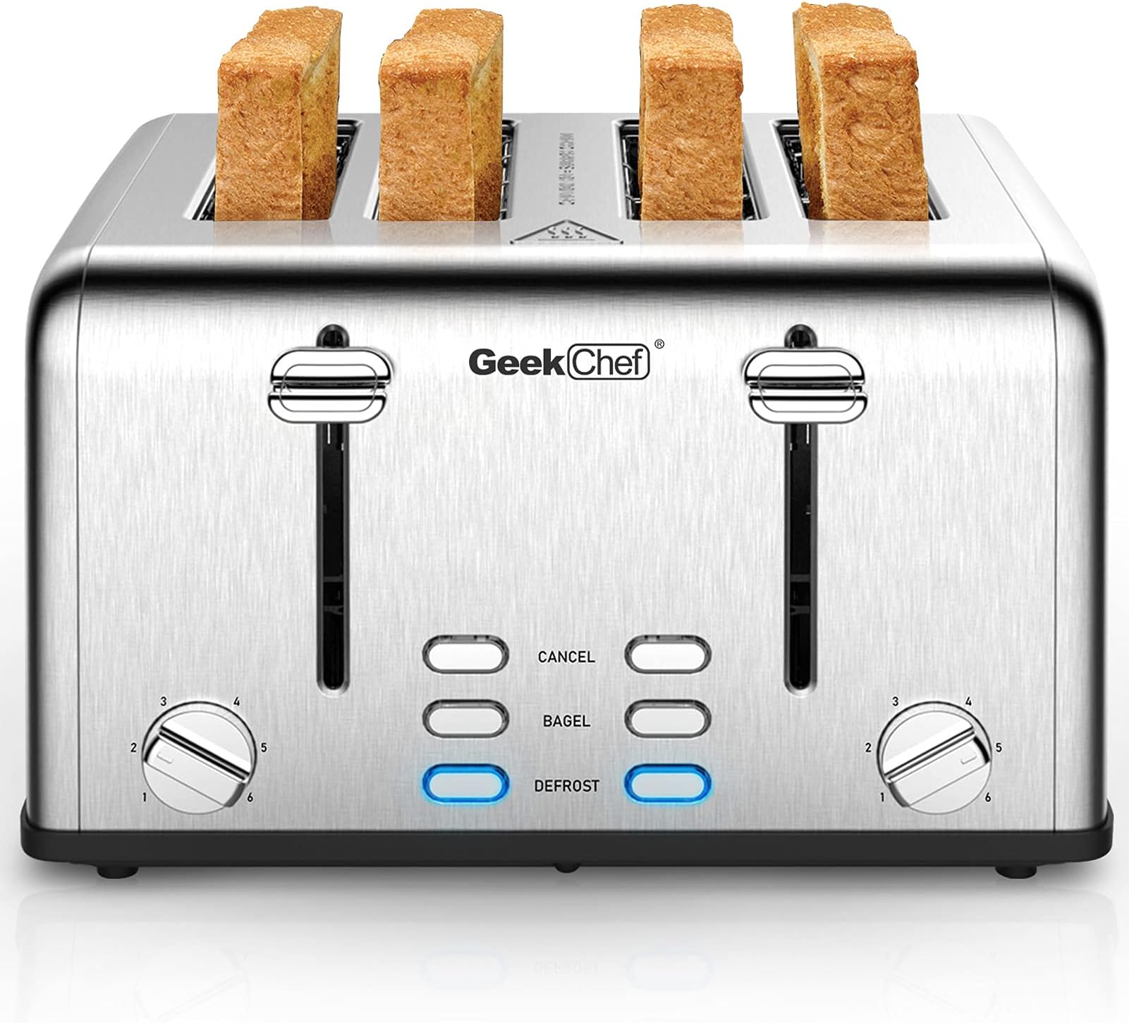 Amazon.com: Geek Chef 4 Slice Toaster, Stainless Steel Bread Bagel ...