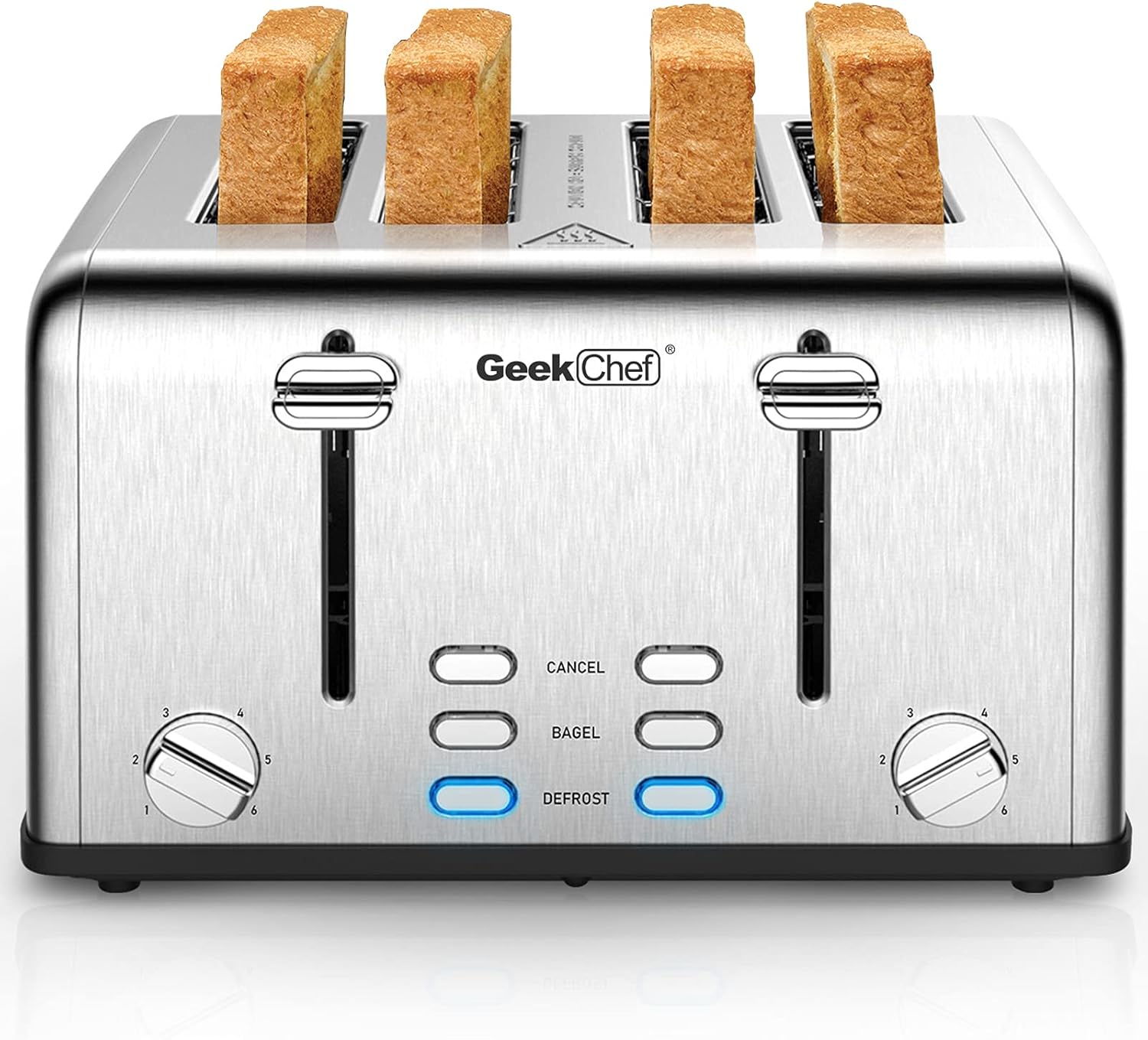 Buy Geek Chef Toaster 4 Slice, Stainless Steel Toaster with Extra Wide ...