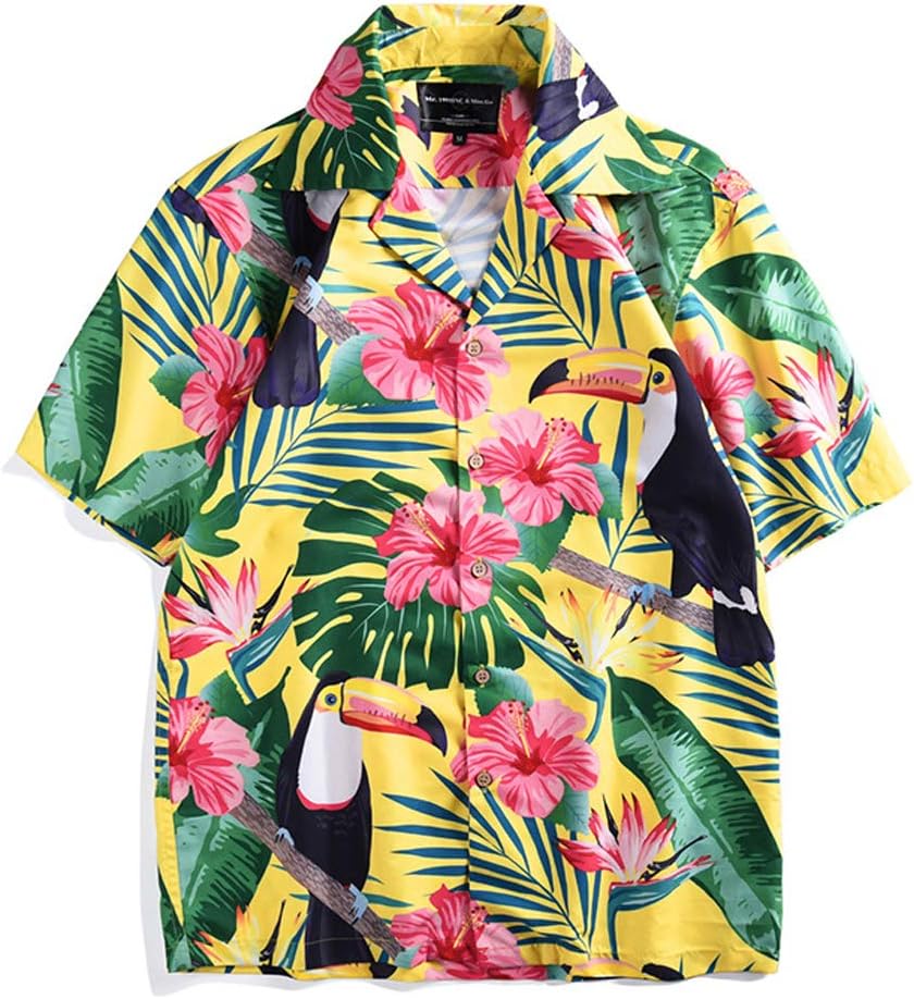 Amazon.com: Ewindy Men's Hawaiian Shirt Toucan Print Shirts Aloha ...