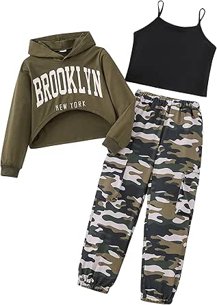 Amazon.com: Yhnslsf Girls 3 Piece Outfits Girl Workout Clothes Set Crop ...