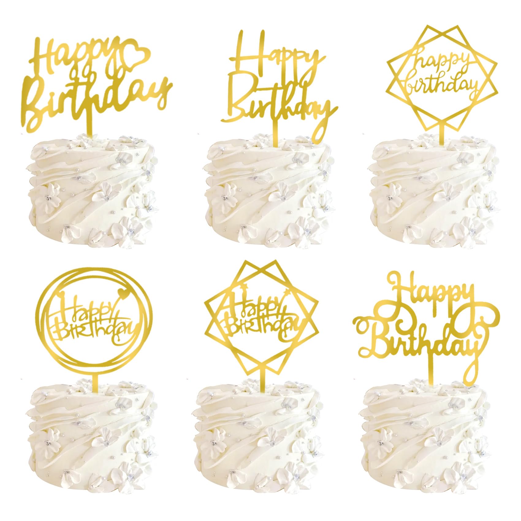 Buy 6 PCS Happy Birthday Cake Toppers, Cake Topper, Cake Decorations ...