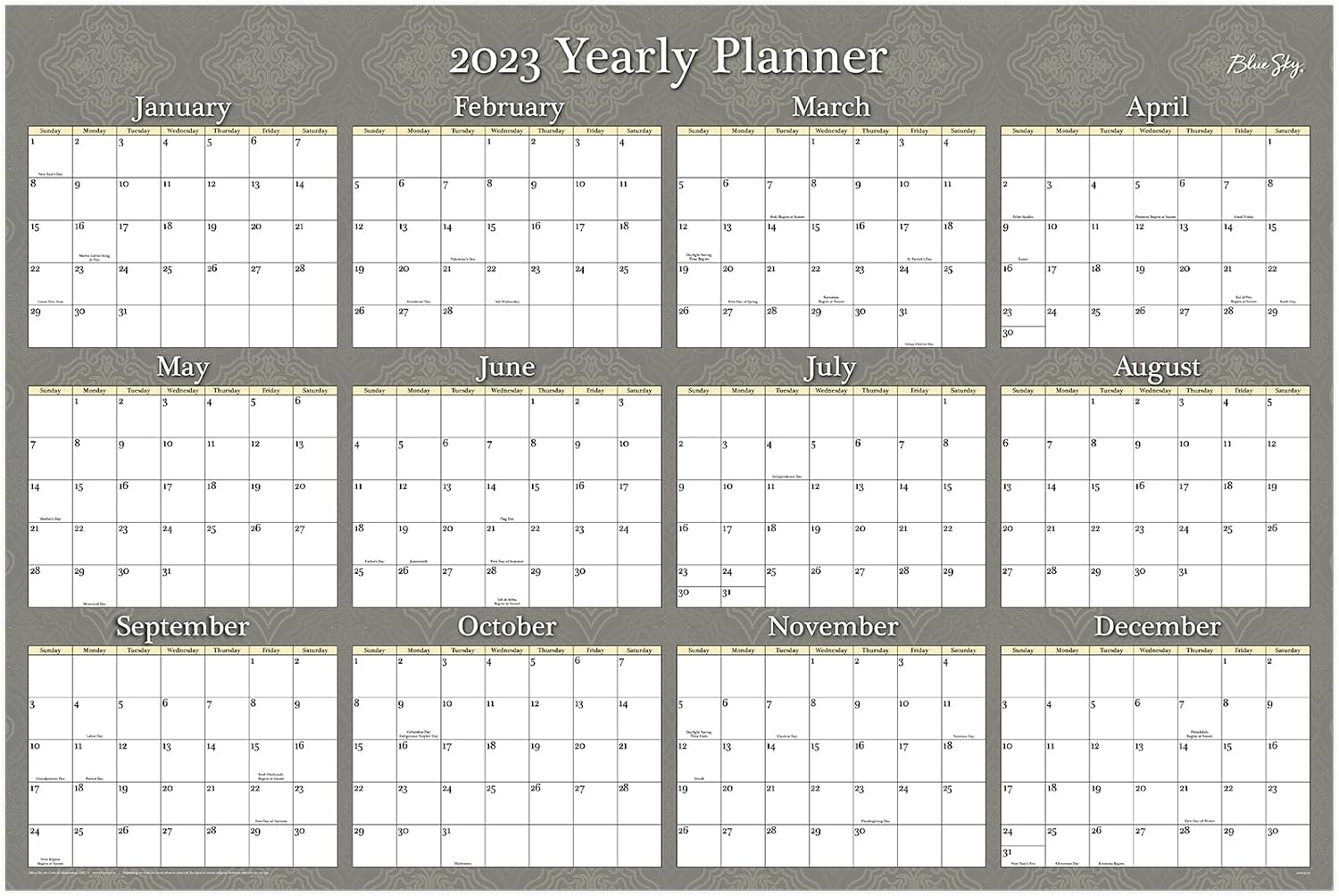 Amazon.com: Blue Sky 2023 Laminated Erasable Wall Calendar, January ...
