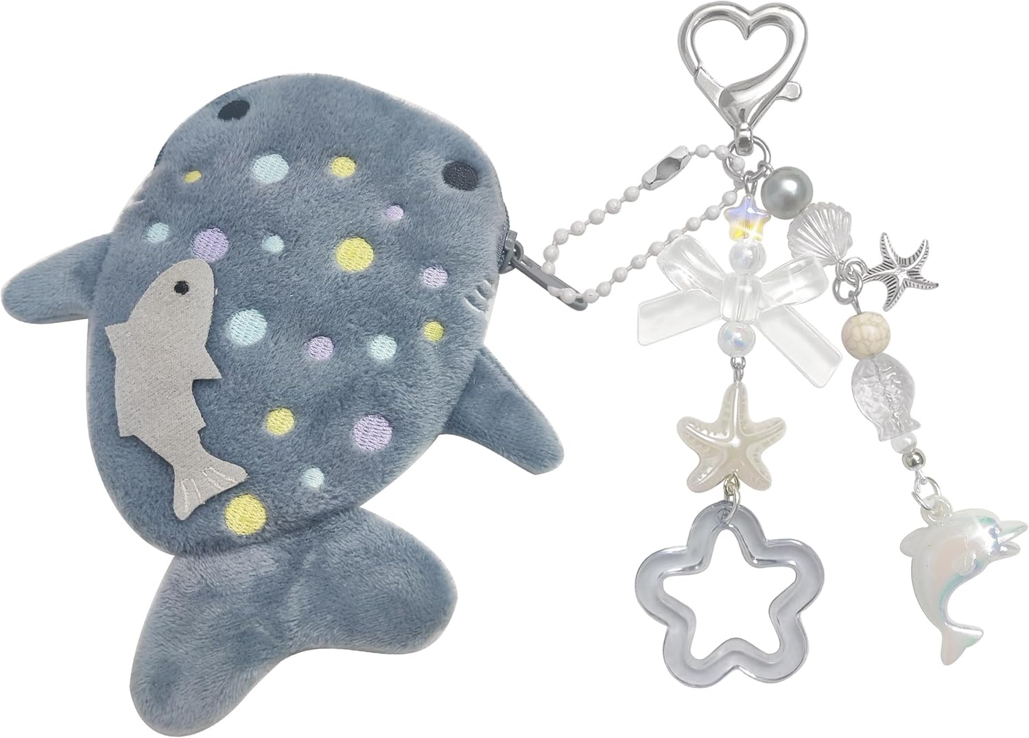 cioatu Adorable Whale Shark Coin Purse Keychain,Soft Plush Zipper Coin ...