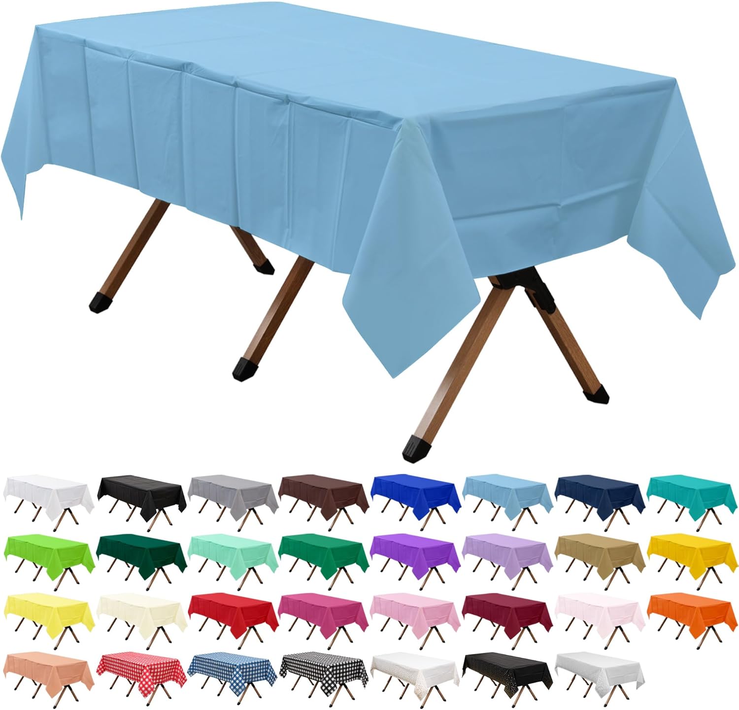 Amazon.com: dinexlence 2 Pack Light Blue Premium Plastic Tablecloth ...