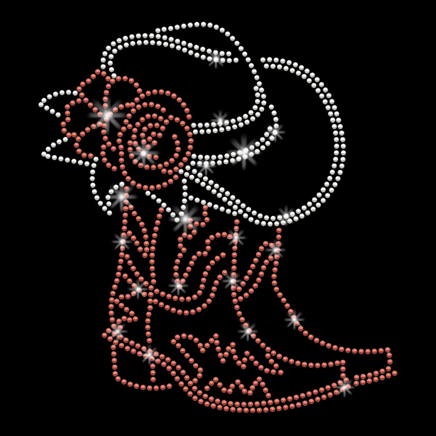 PLIGREAT Bling Rhinestone Cowboy Hat Iron on Hotfix Heat Transfers ...