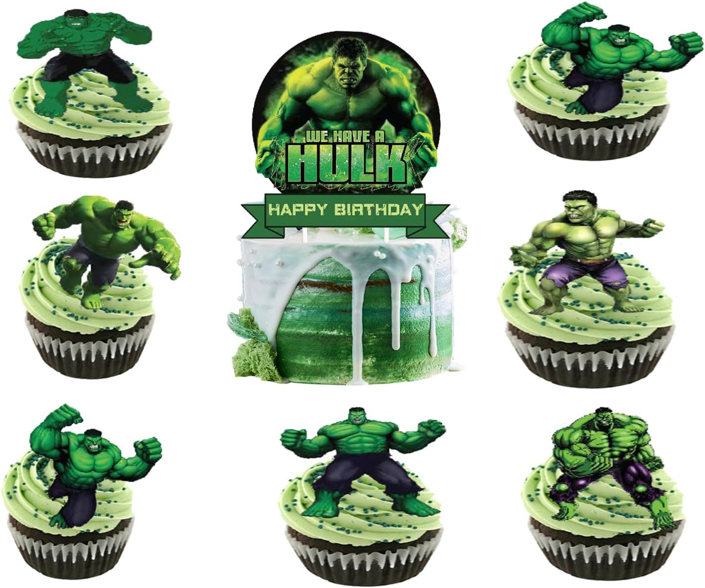 Amazon.com: ZGYDNM 25pcs Hulk Cake Toppers Cupcake Toppers Cake ...