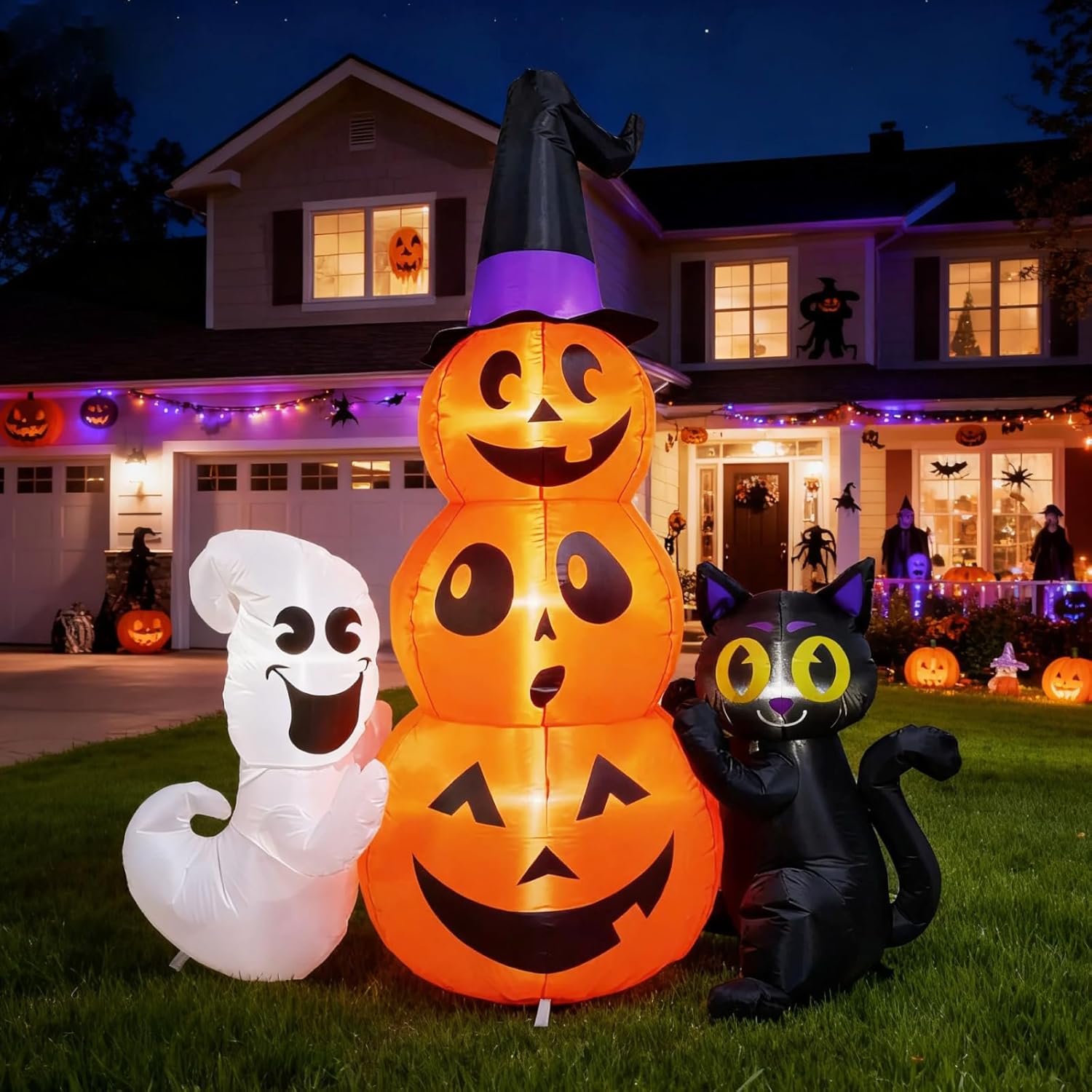 Amazon.com: ZOOMATOOE 6 FT Halloween Inflatables Stacked Pumpkins with ...