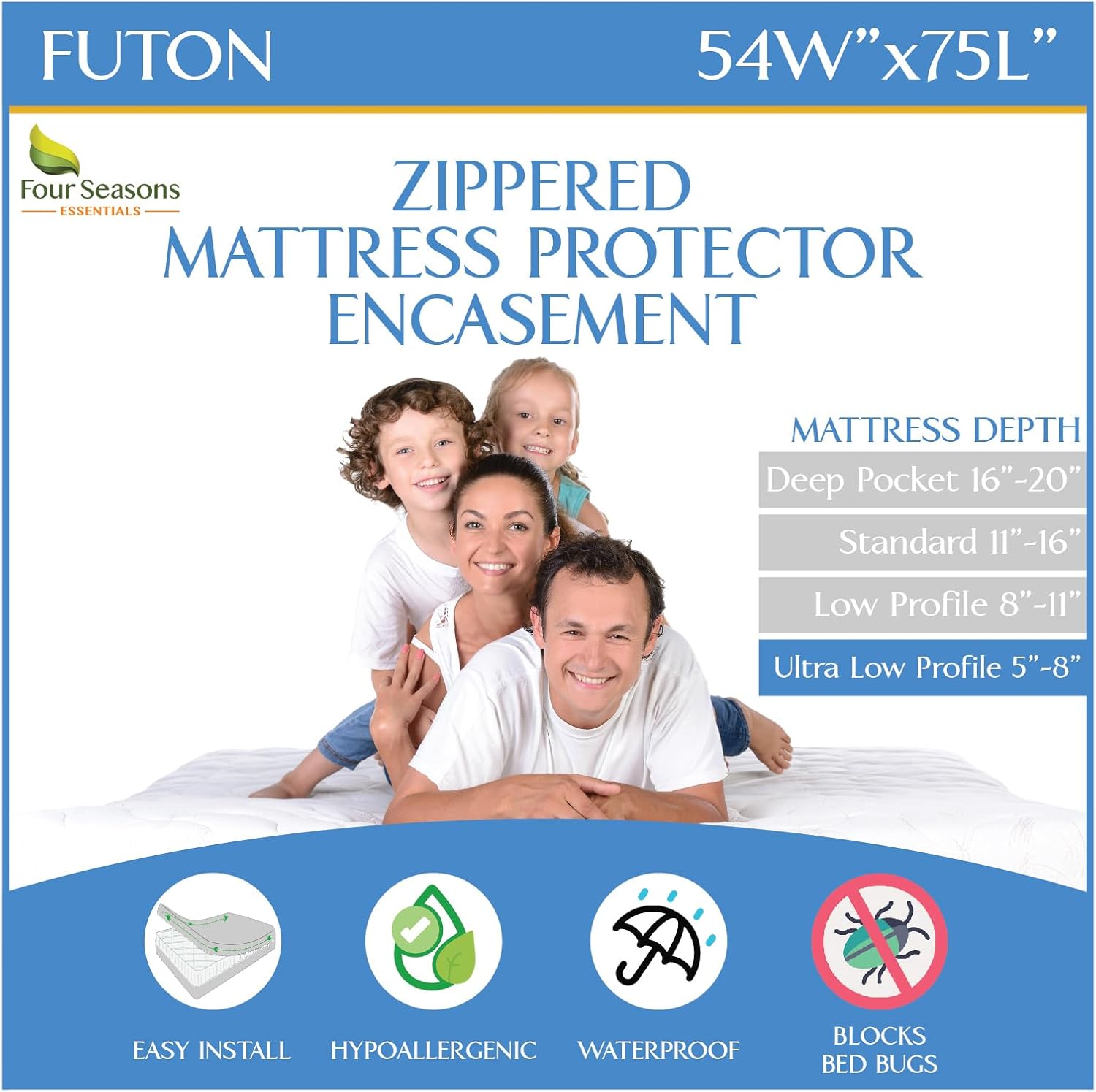Futon Full (54"x 75") Waterproof Mattress Protector - Waterproof ...