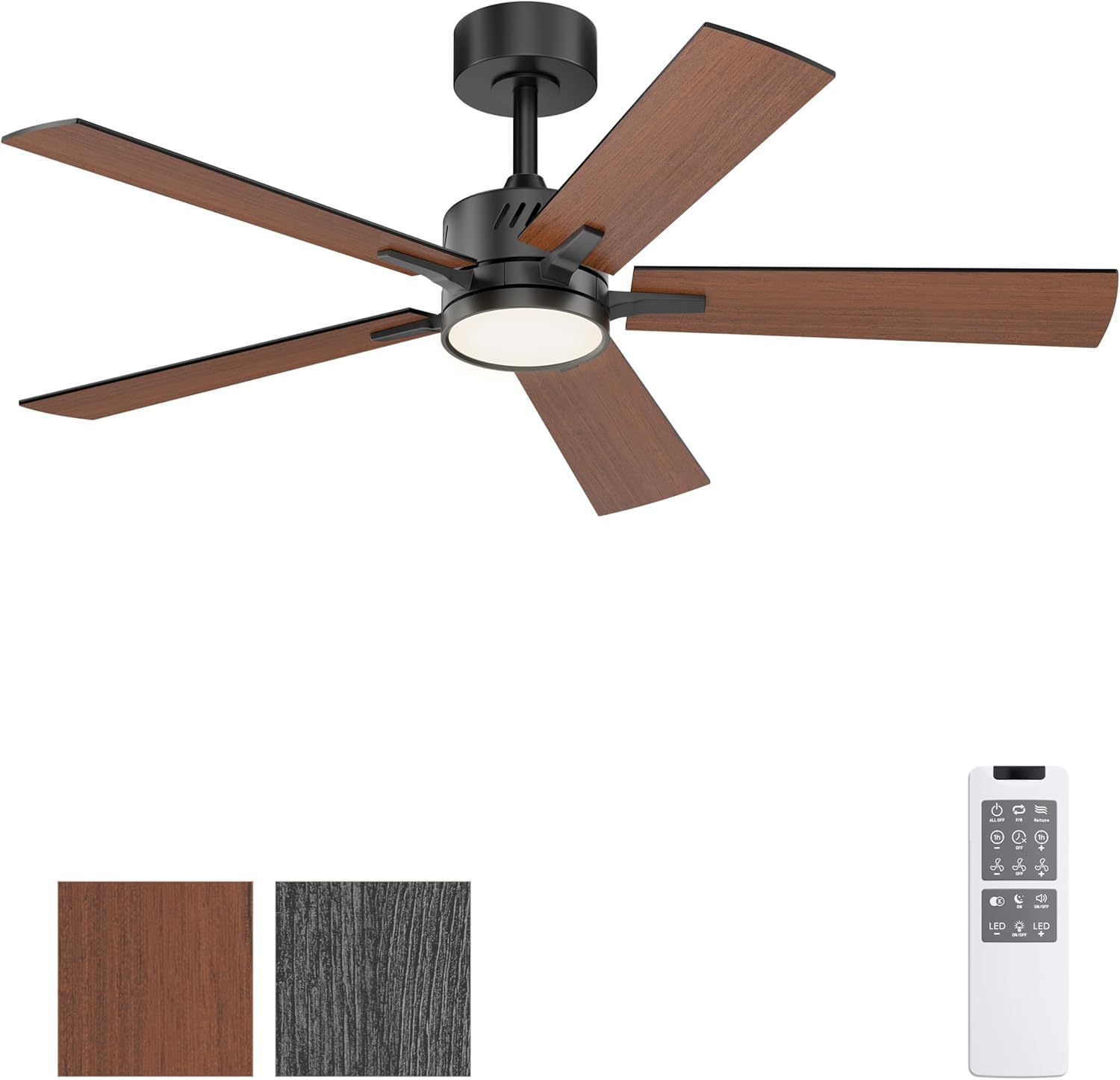 Ohniyou 48'' Ceiling Fans with Lights and Remote, 6 Speeds, 3 Colors ...