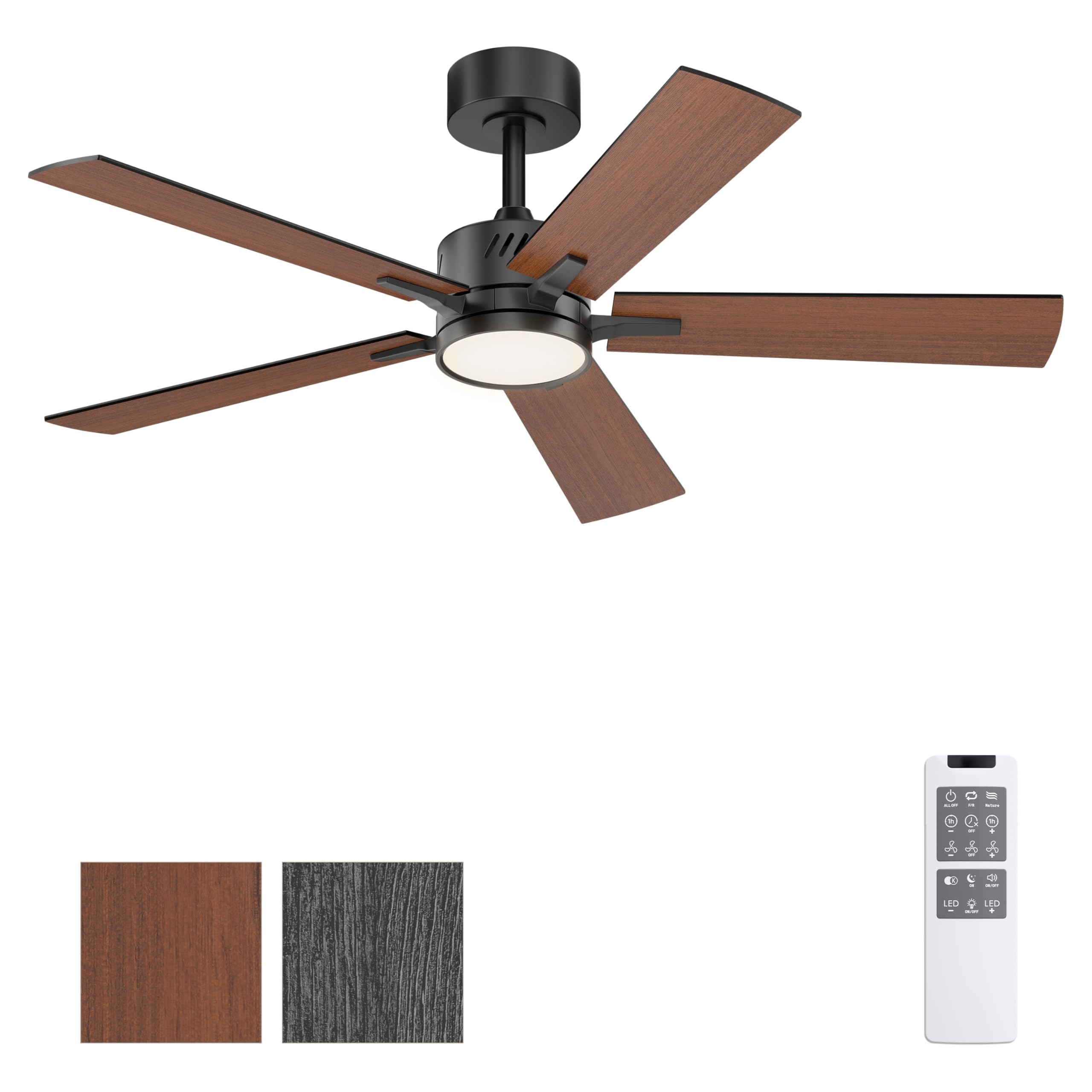 Ohniyou 48'' Ceiling Fans with Lights and Remote, 6 Speeds, 3 Colors ...