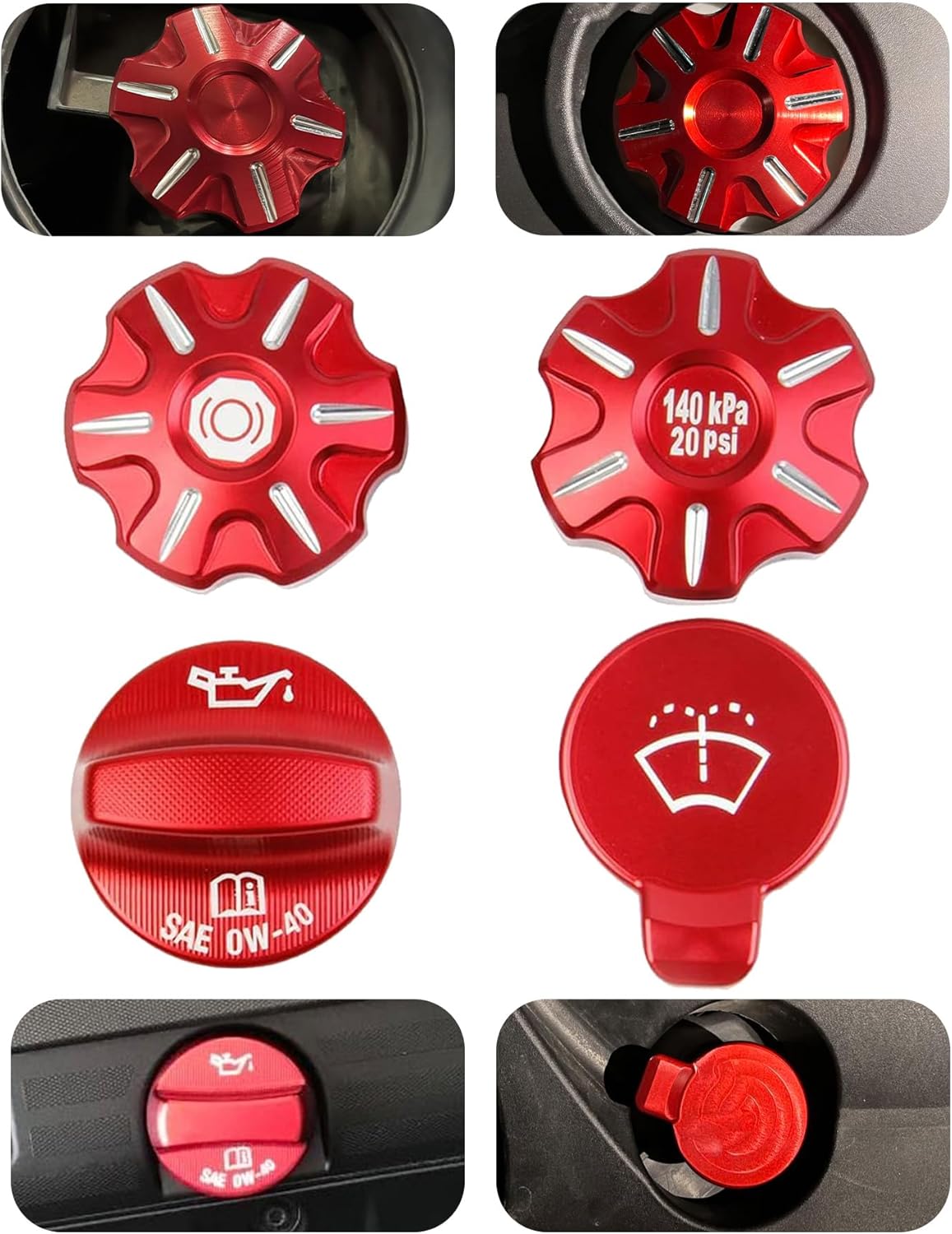 Amazon.com: NUBEHONE C8 Aluminium Alloy Engine Oil Cap Radiator Cap ...