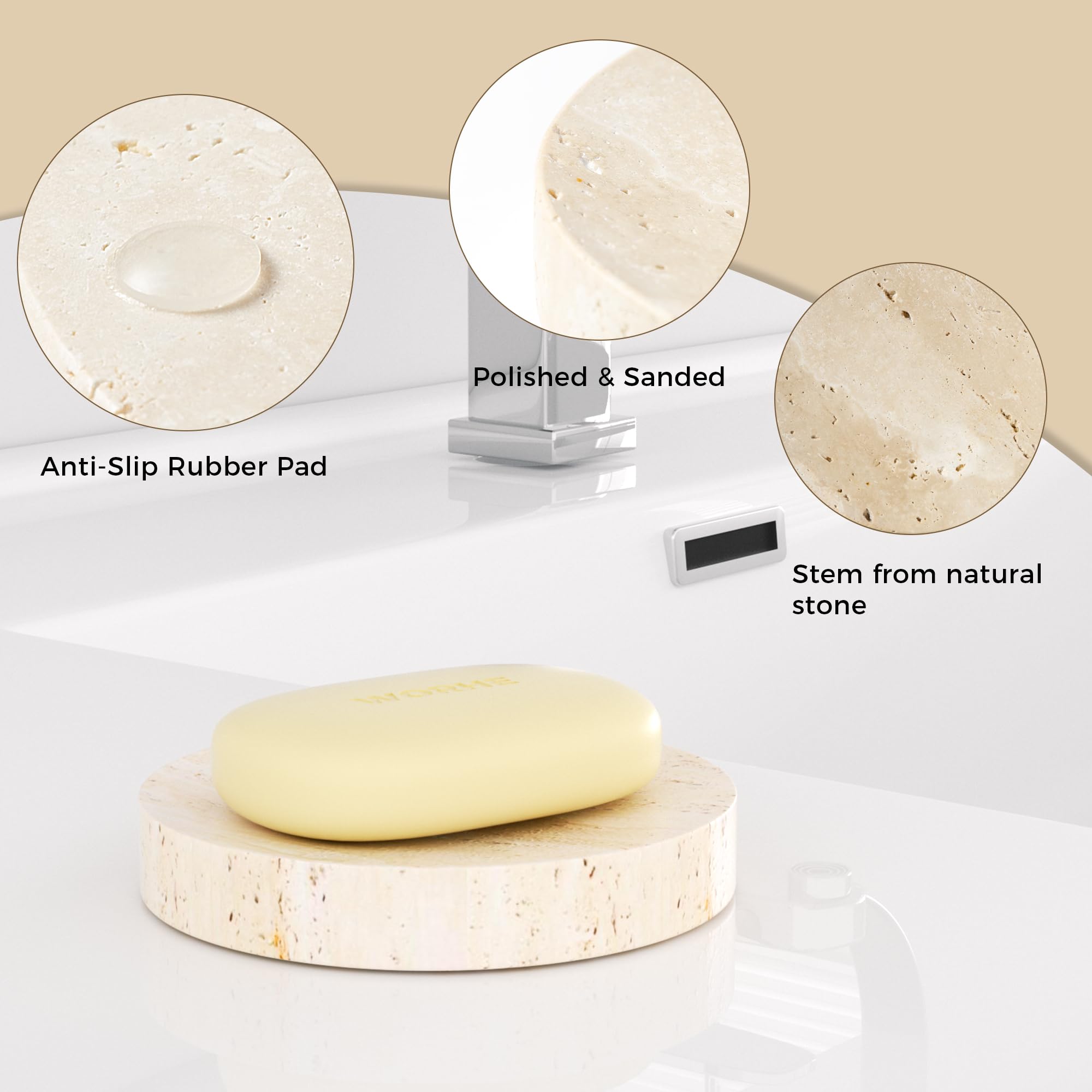Stonesoap Dish Natural Marble Soap Dish | Beige Travertine Soap Holder ...