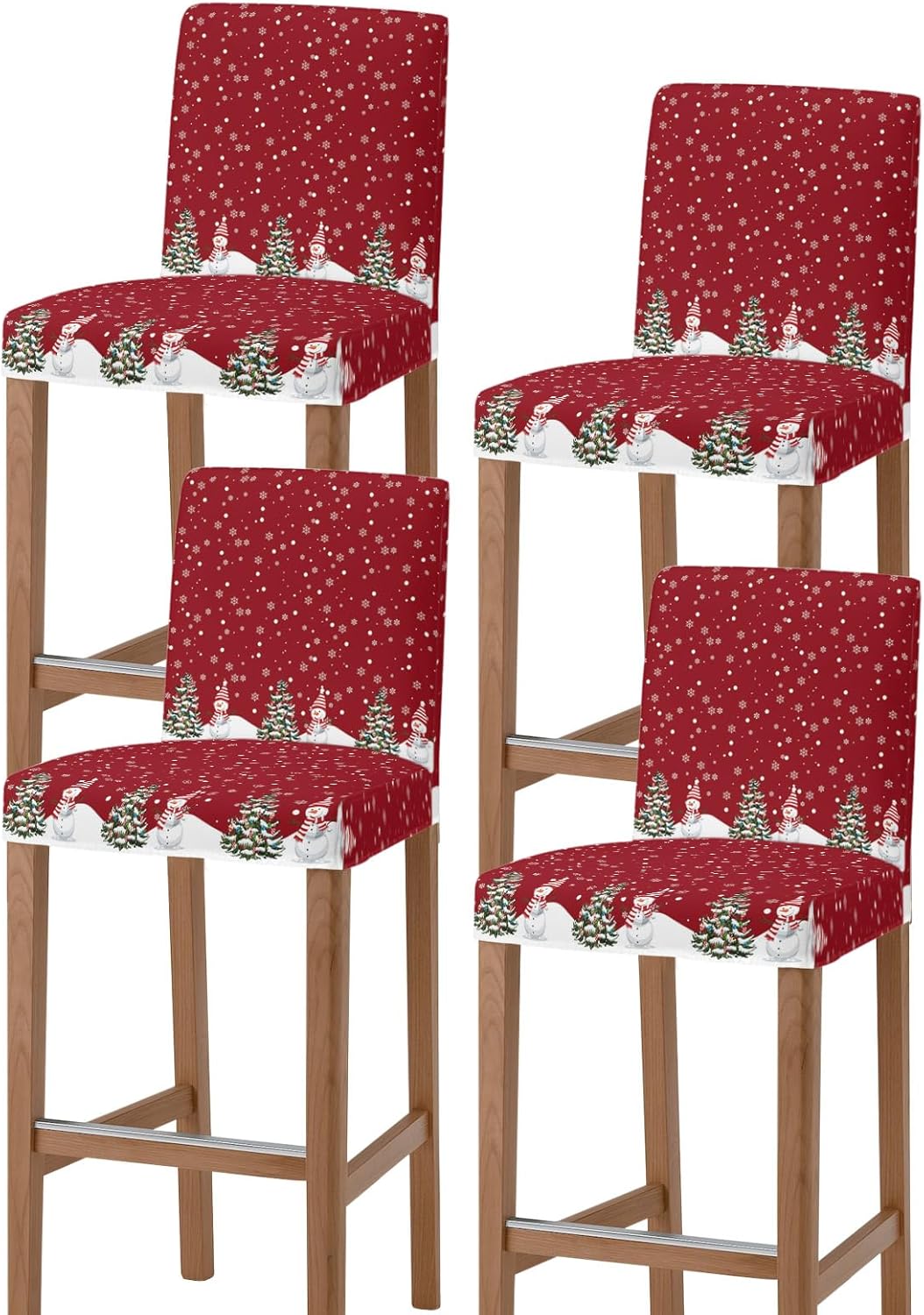 Amazon.com: Red Christmas Snowflake Bar Stool Chair Covers with Backs ...