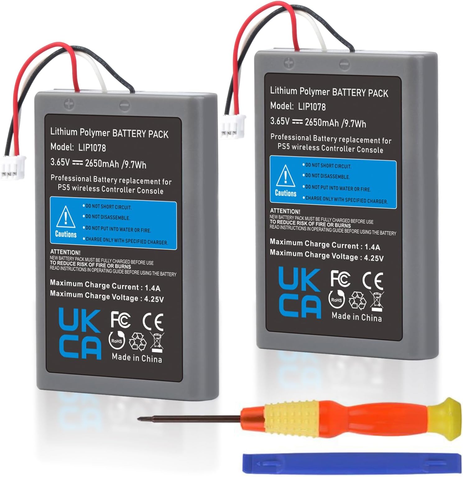 Amazon.com: Hisewen PS5 Controller Battery Replacement, 2 Pack 2650mAh ...