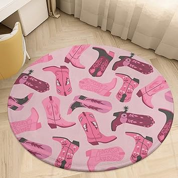 Amazon.com: NAWFIVE Round Area Rugs 3Ft Cowboy Cowgirl Boots Play Room ...