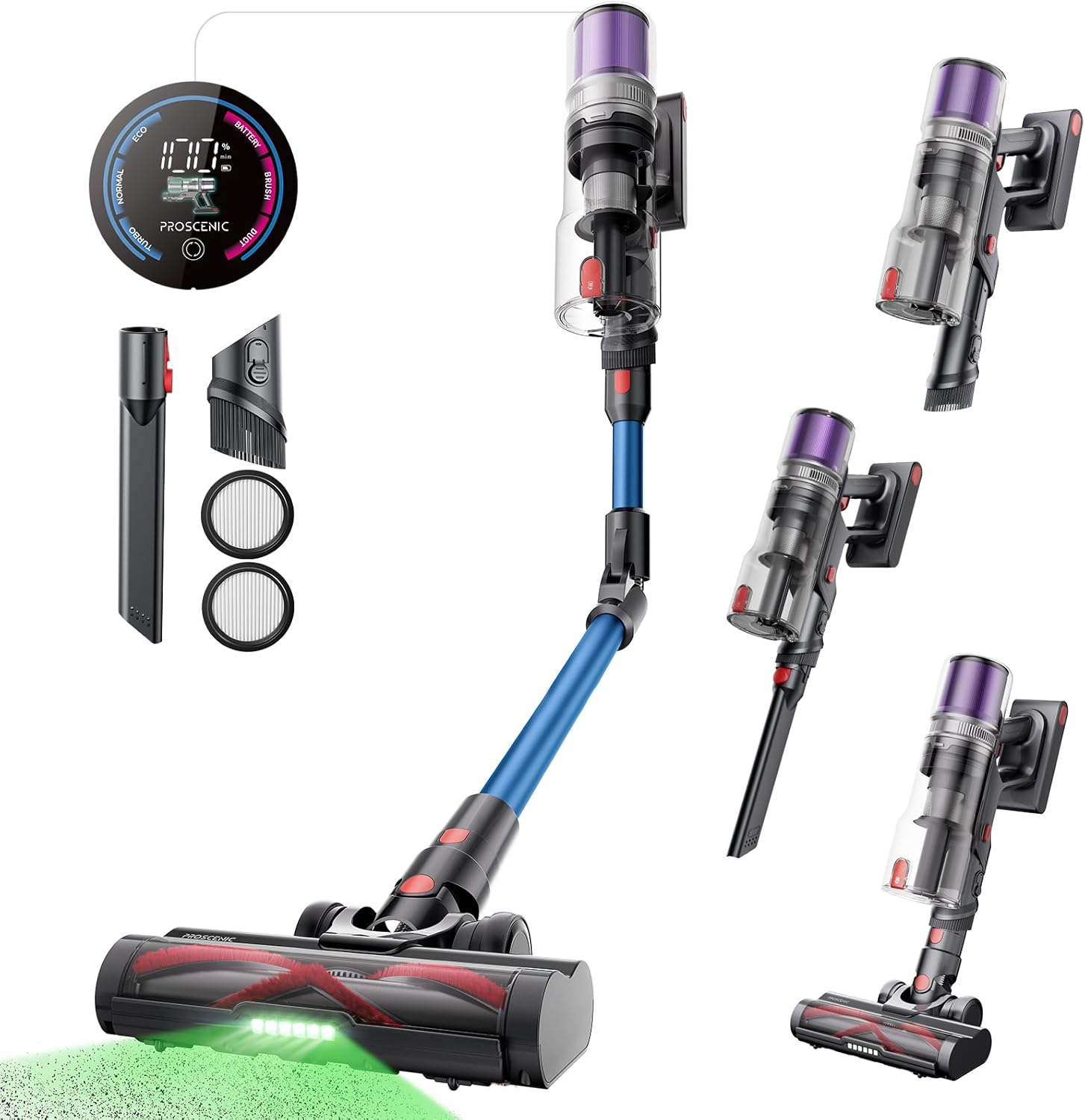 Amazon.com - Proscenic Cordless Vacuum Cleaner, 45Kpa 55Mins Runtime ...