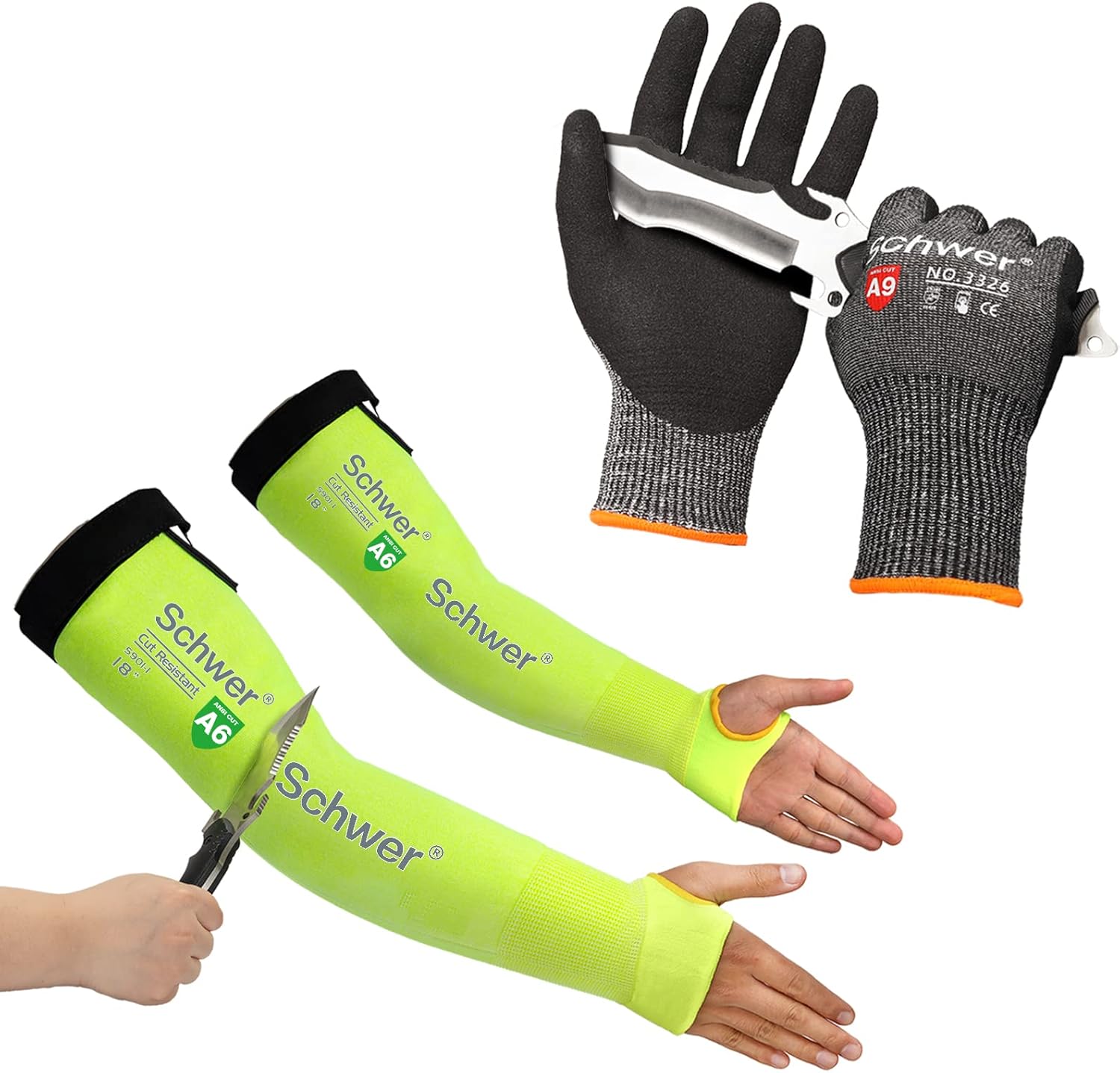 Cut Resistant Set for Men, ANSI A9 Cut Resistant Gloves with Foam ...