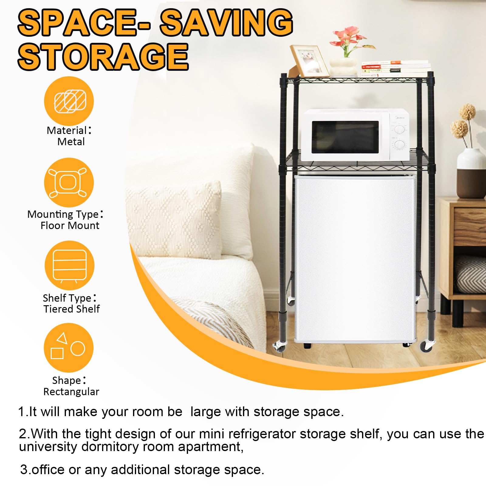 Snapklik.com : Podoy 2 Tier Mini Fridge Shelf, Adjustable Over Mini ...