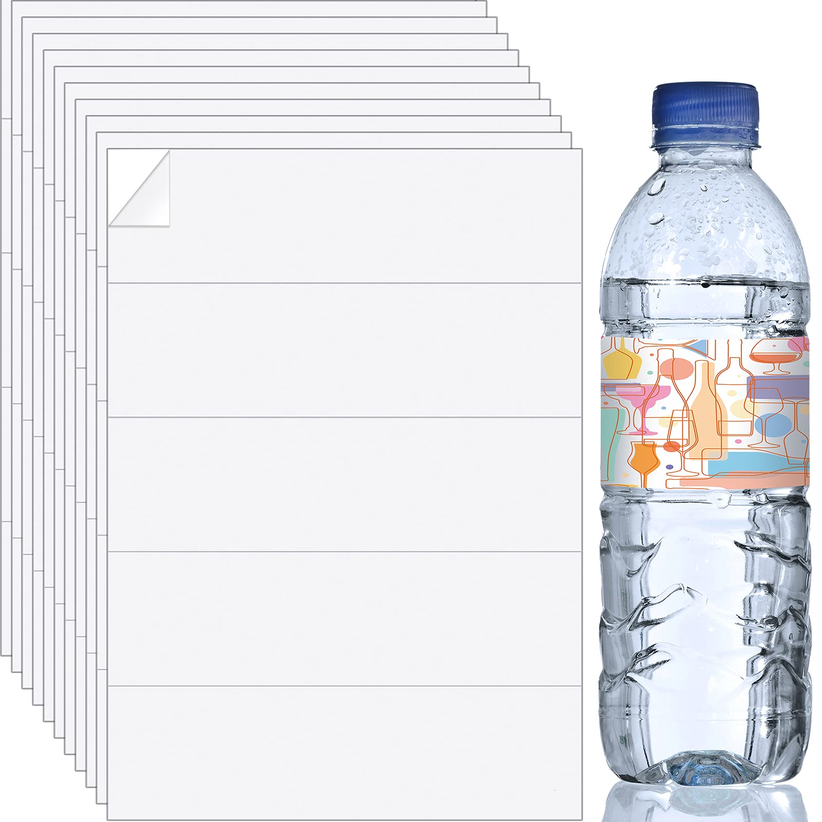 Blank Water Bottle Label Stickers White Wraparound Bottle Labels ...