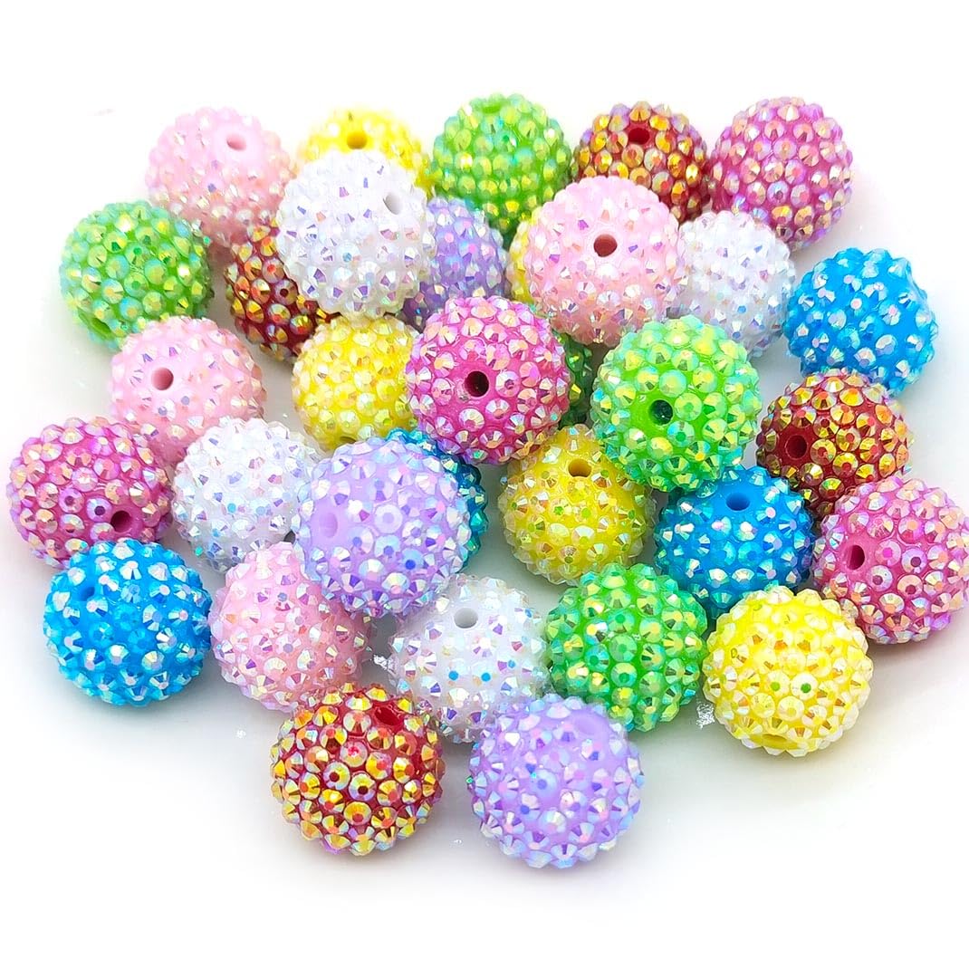 Amazon.com: 20mm, 16mm, 14mm, 12mm, 10mm Colorful Rhinestone Beads ...